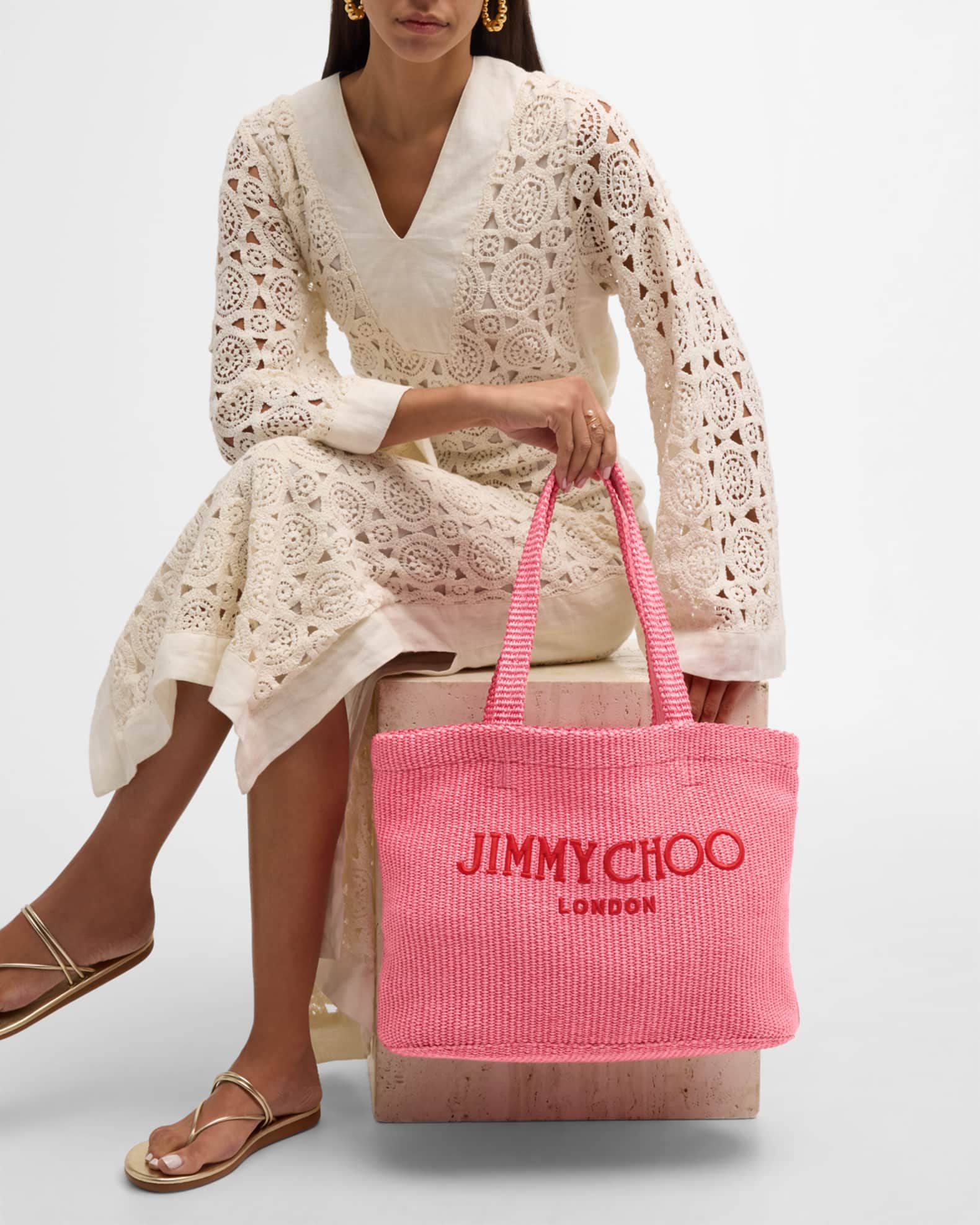 Jimmy Choo Logo London Beach Tote Bag | Neiman Marcus