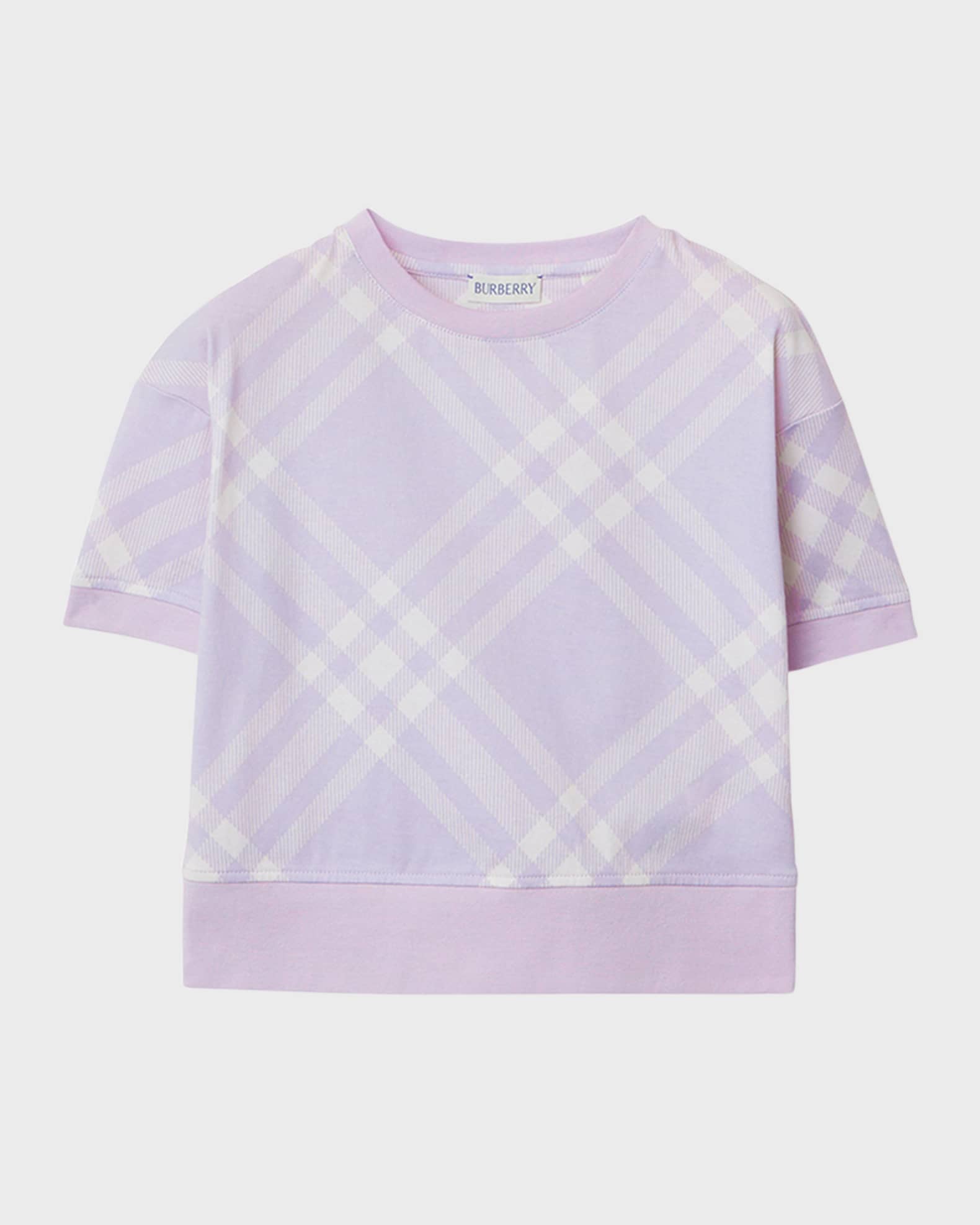 Girl's Pia Bias Pastel Check T-Shirt | Neiman Marcus
