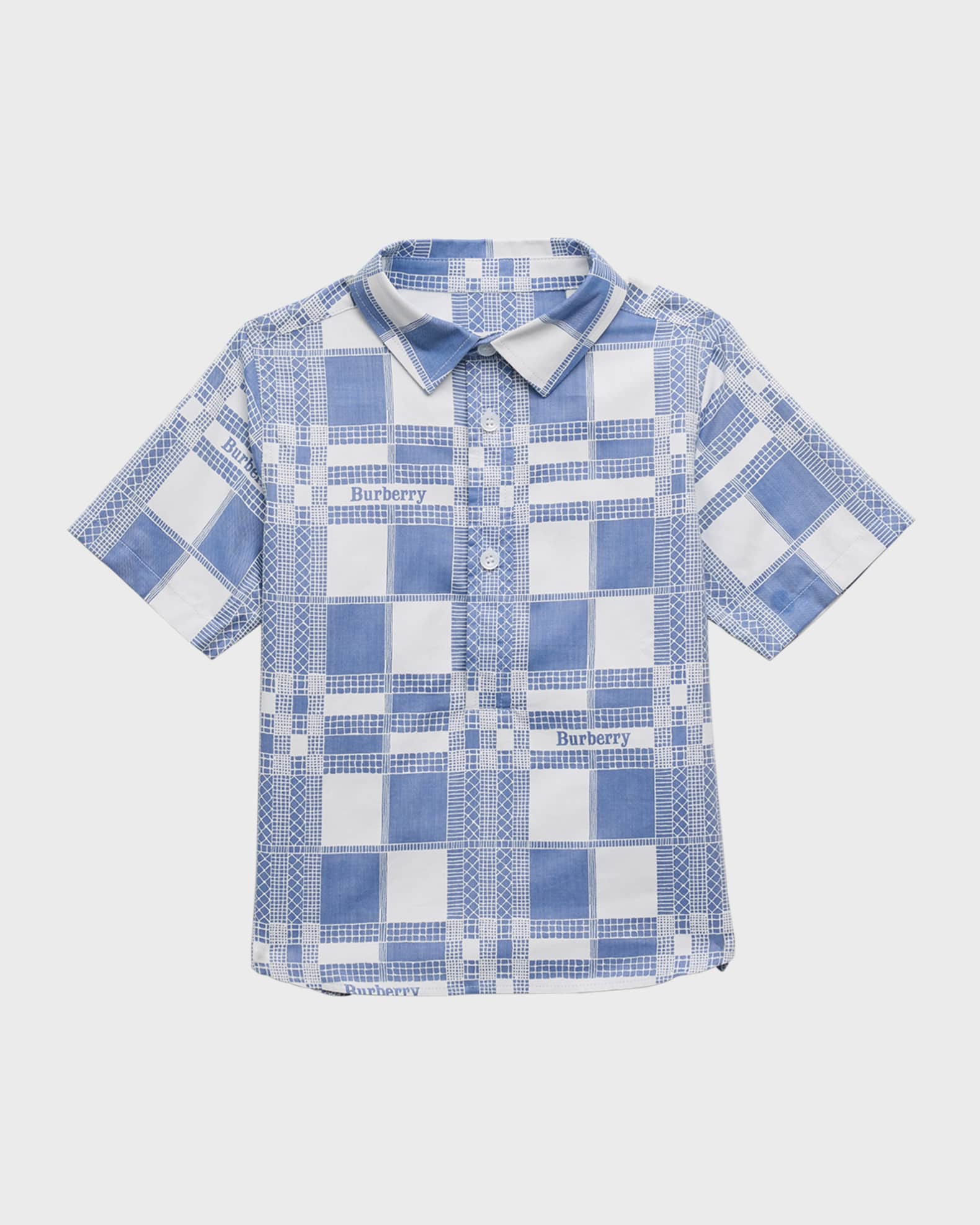 Burberry Boy's Ramon Windowpane-Print Short-Sleeve Shirt, Size 6M-2 | Neiman Marcus
