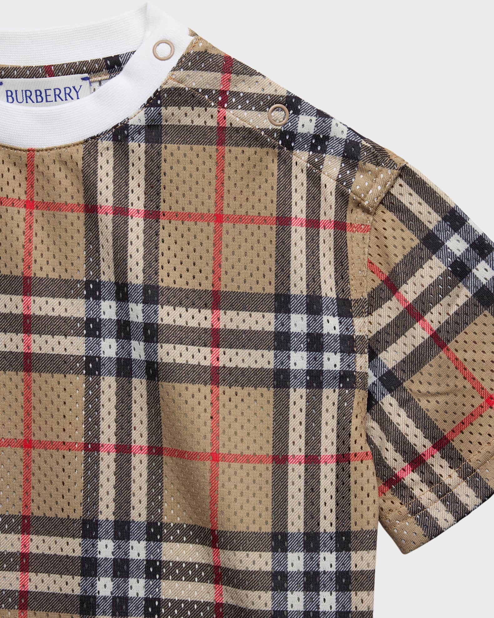 Burberry Boy's Percy Mesh Check-Print T-Shirt, Size 6M-2 | Neiman Marcus