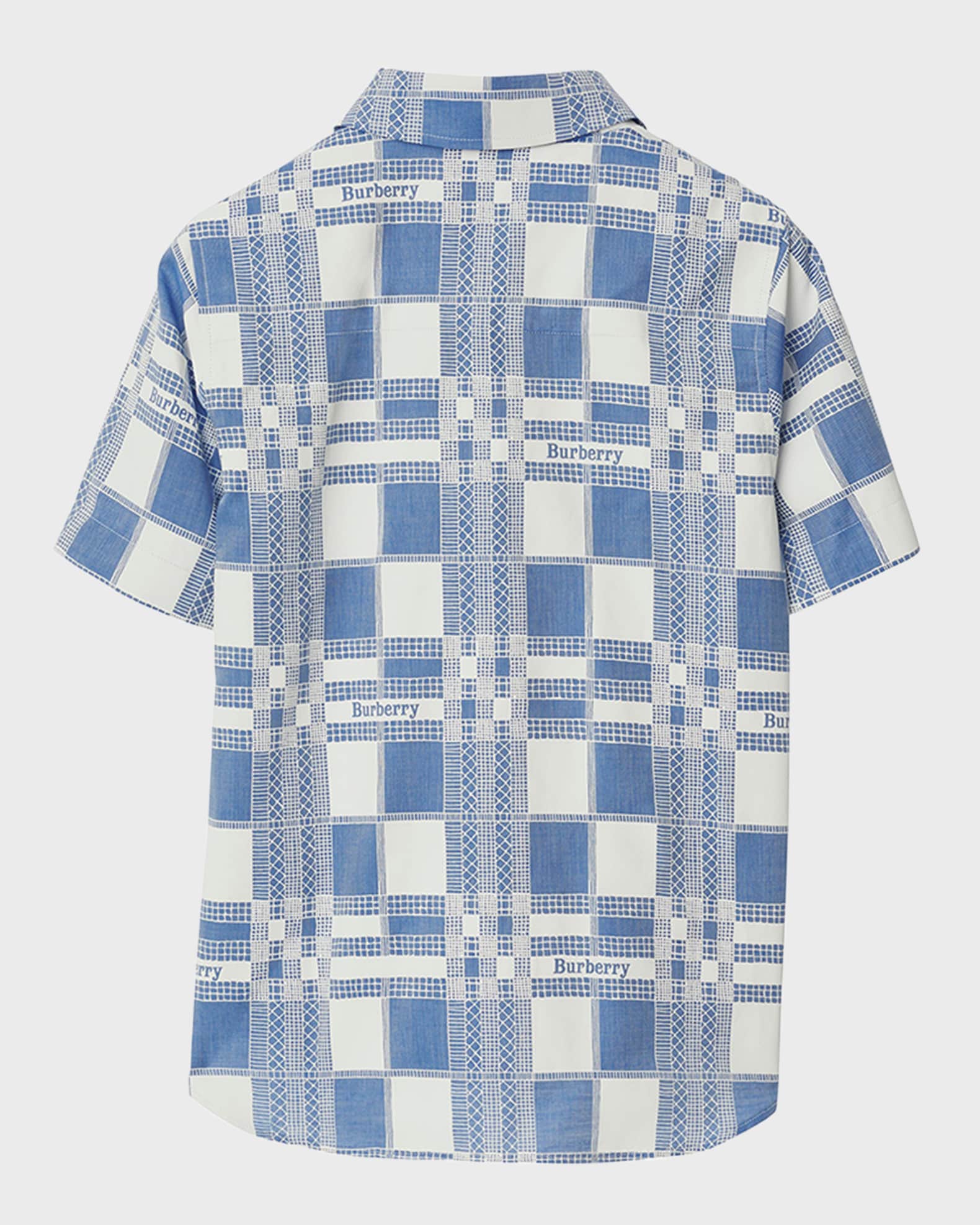 Boy's Ramon Short-Sleeve Windowpane Pattern Woven Shirt | Neiman Marcus