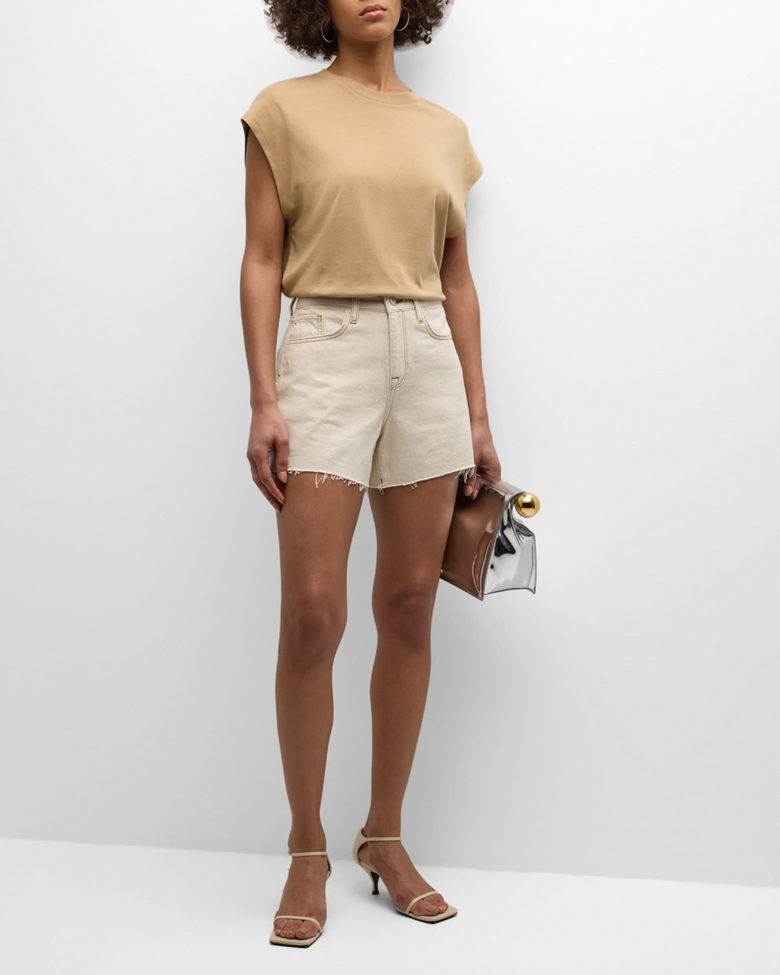 Triarchy T Long High-Rise Cut-Off Denim Shorts | Neiman Marcus