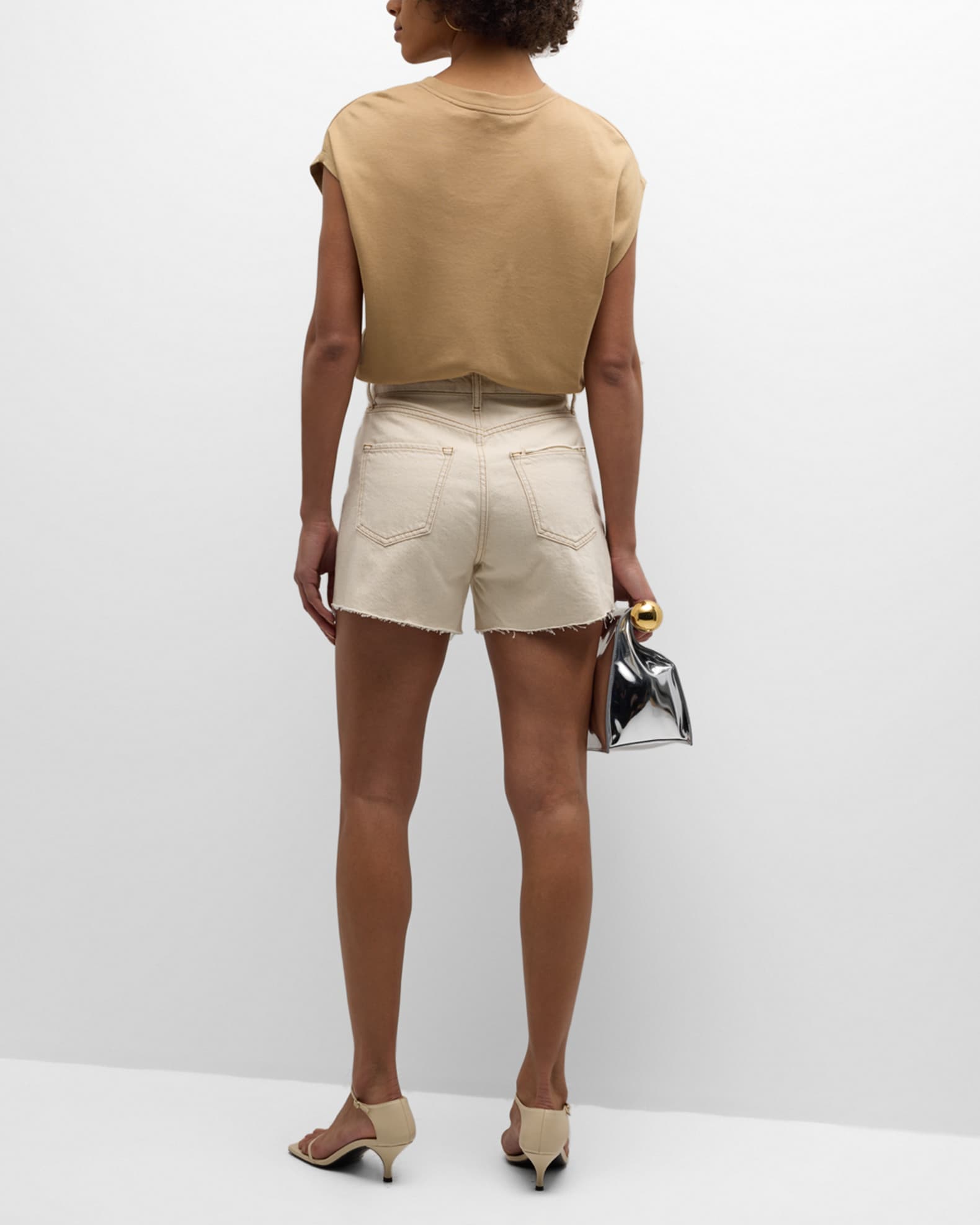 Triarchy T Long High-Rise Cut-Off Denim Shorts | Neiman Marcus