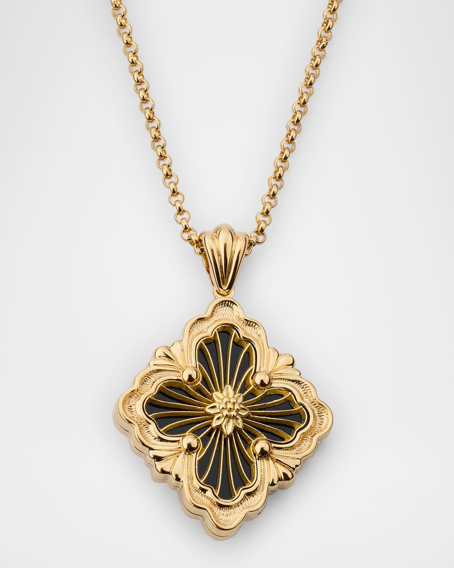 Buccellati Opera Tulle Onyx Pendant Necklace in 18K Yellow Gold, Large ...