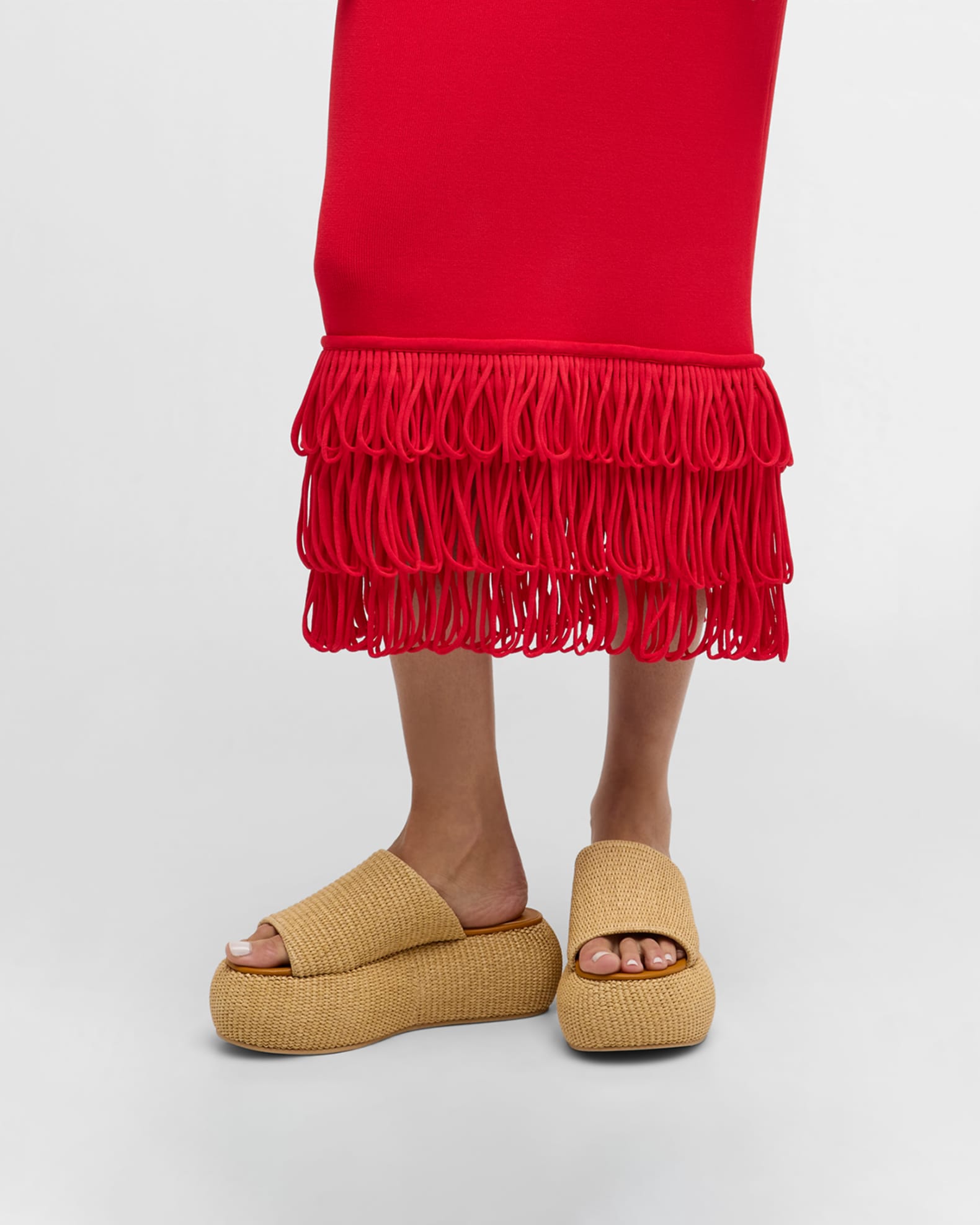SIMONMILLER Cloudy Raffia Platform Slide Sandals | Neiman Marcus
