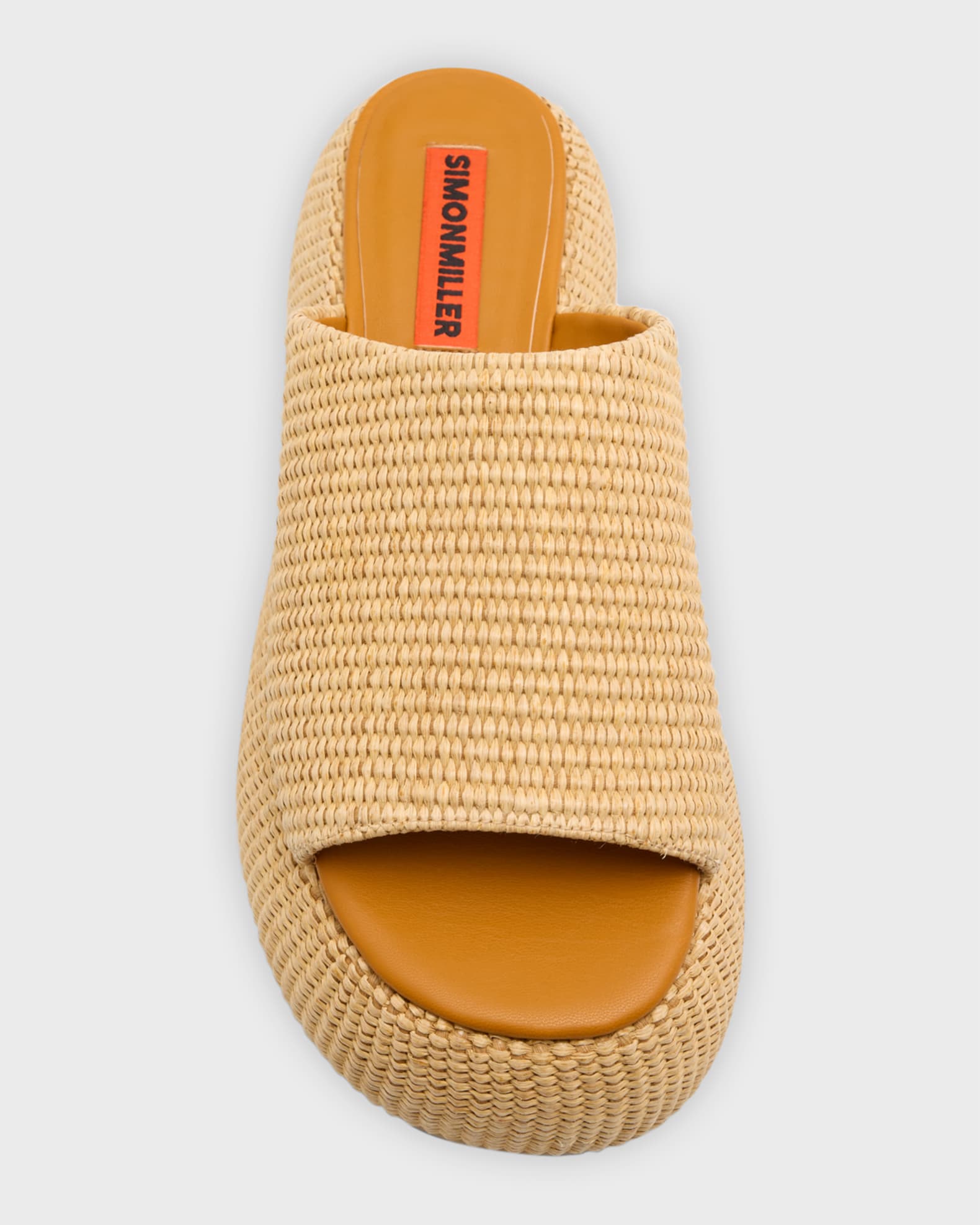 SIMONMILLER Cloudy Raffia Platform Slide Sandals | Neiman Marcus