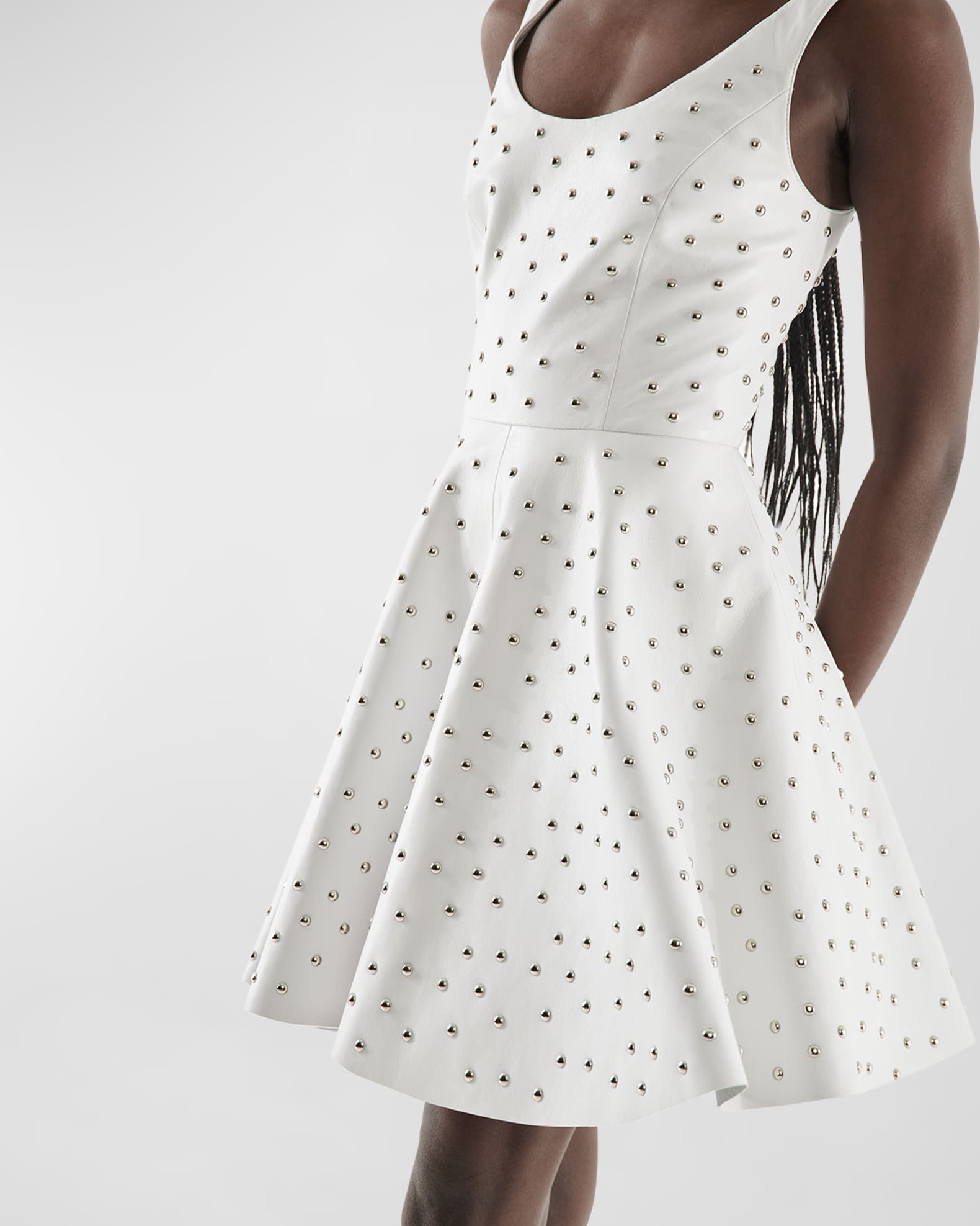 AS by DF Margot Studded Upcycled Leather Dress | Neiman Marcus