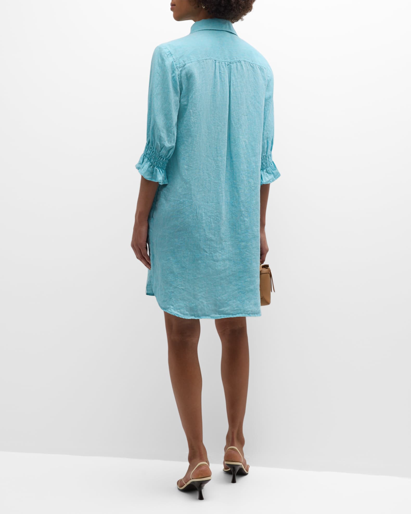 Finley Miller Button-Down Linen Mini Shift Dress | Neiman Marcus