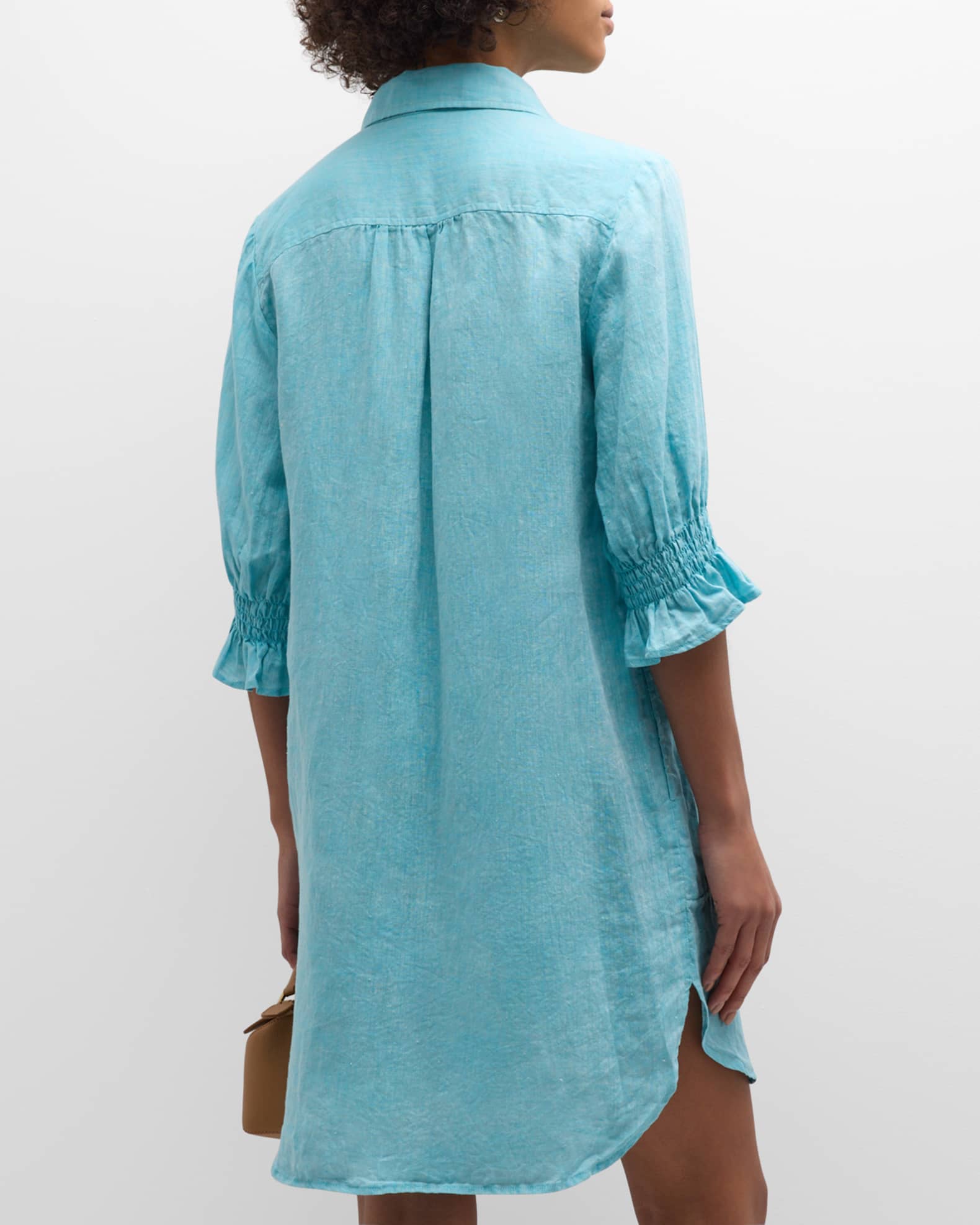 Finley Miller Button-Down Linen Mini Shift Dress | Neiman Marcus