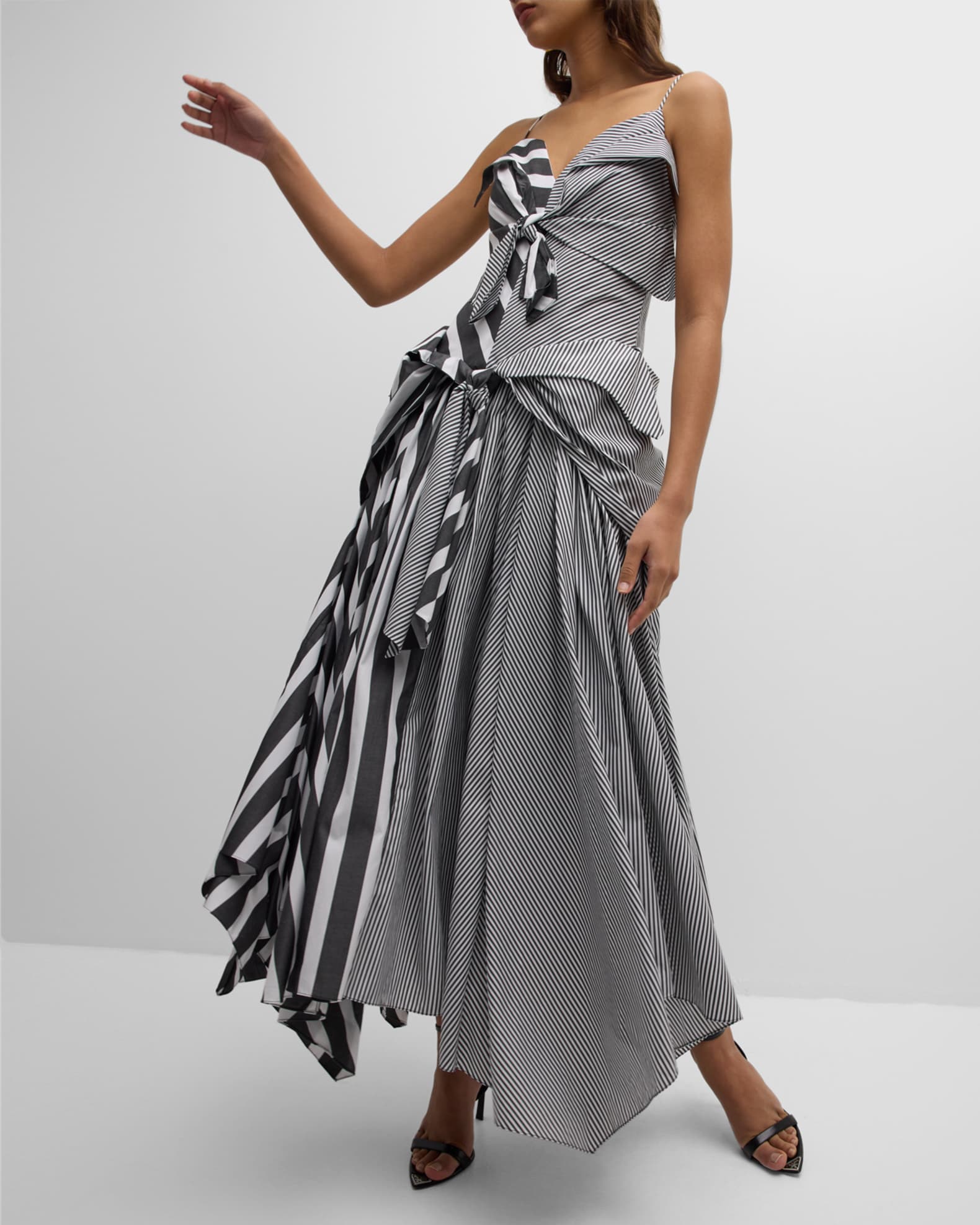 CHRISTOPHER JOHN ROGERS Striped Tie-Front Handkerchief Maxi Dress ...