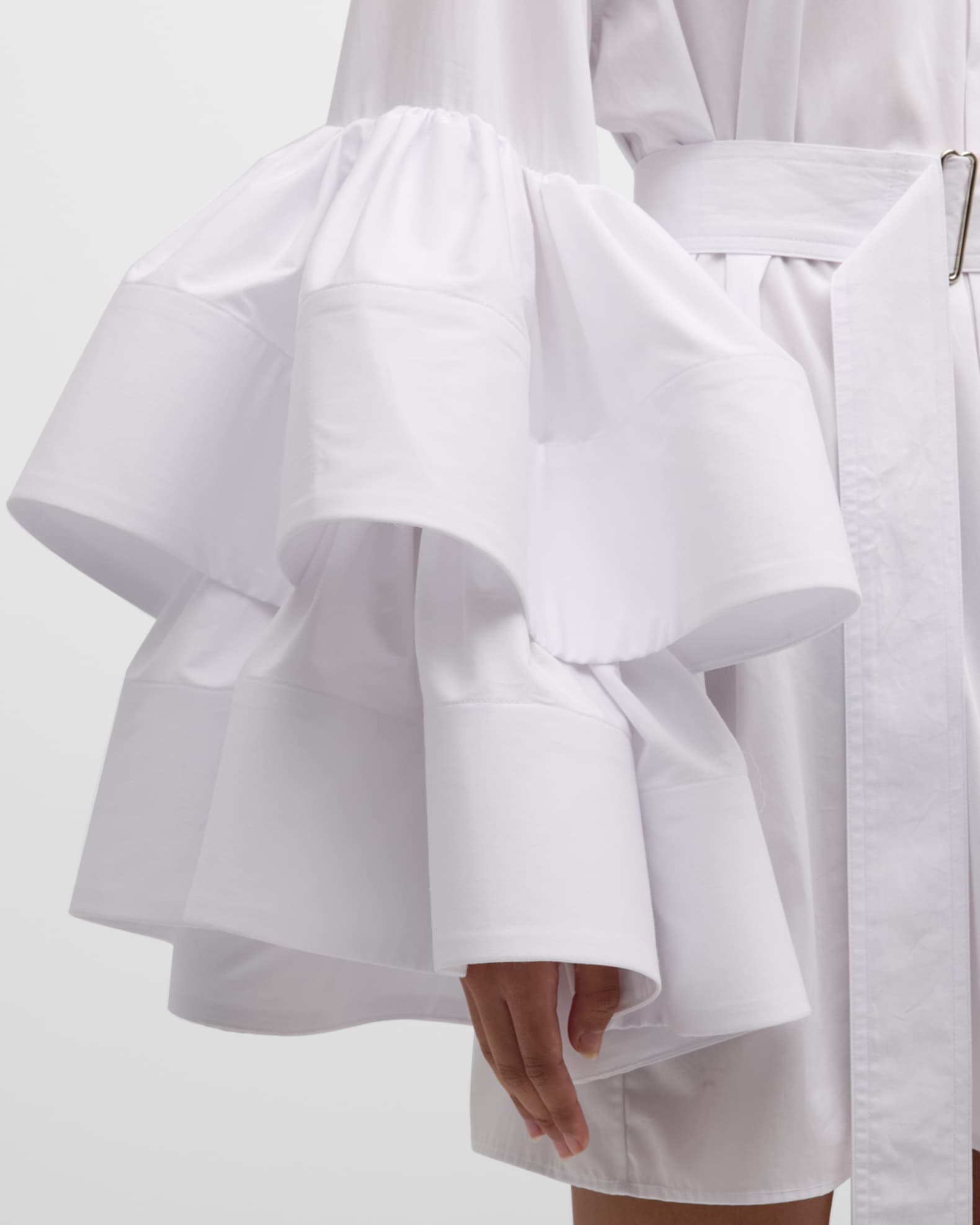 CHRISTOPHER JOHN ROGERS Belted Mini Shirtdress with Jumbo Ruffle ...