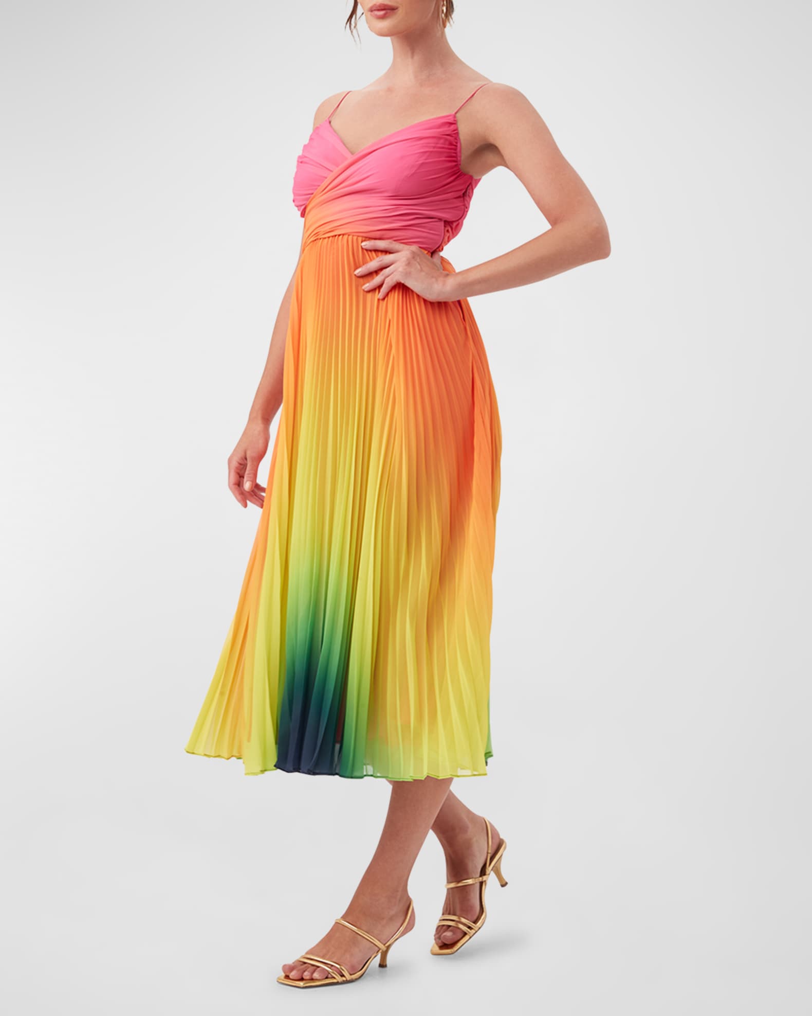 Trina Turk Natalie Ombre Wrap Sleeveless Midi Dress | Neiman Marcus