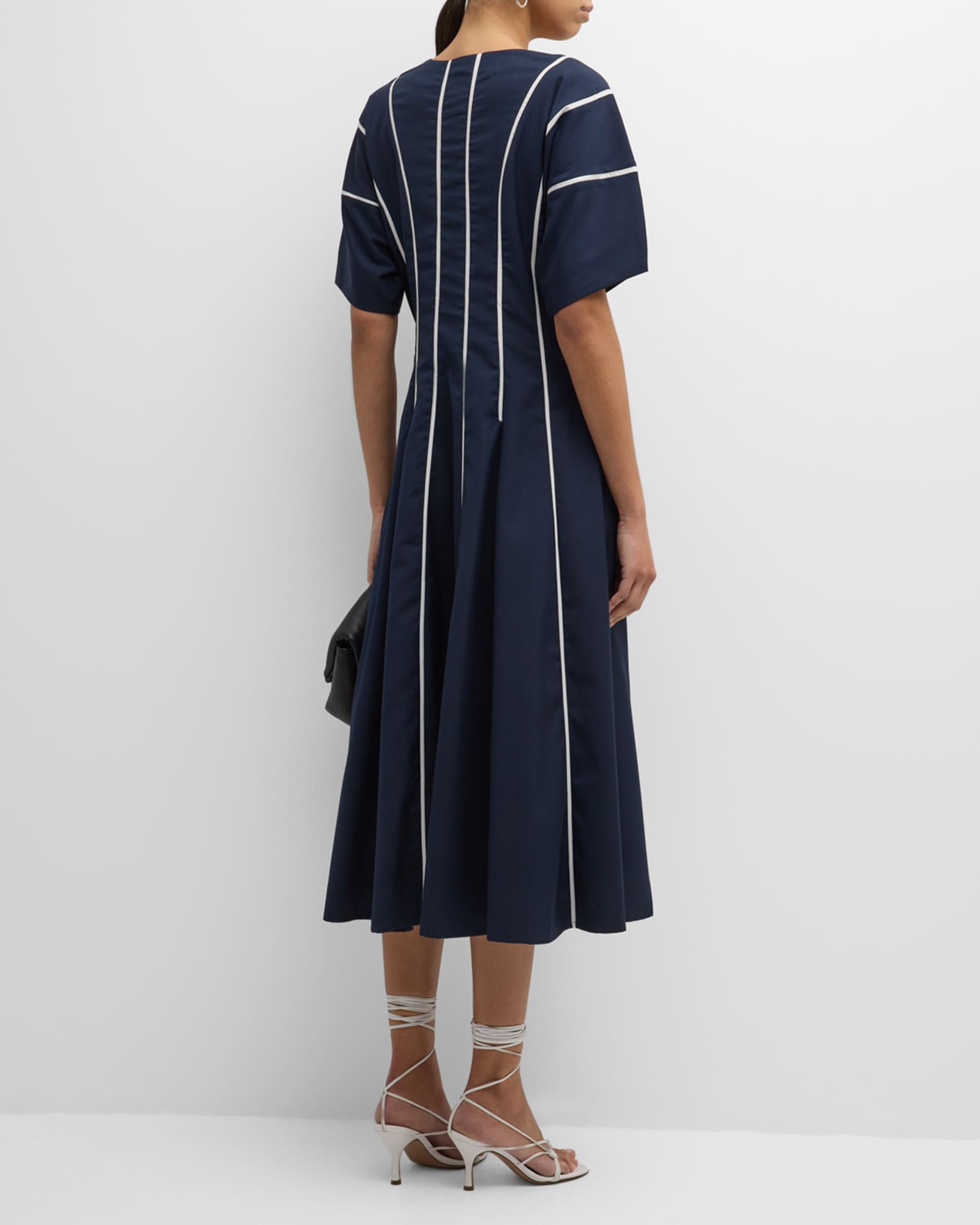 LOVEBIRDS Geometry Striped Dolman-Sleeve Midi Dress | Neiman Marcus