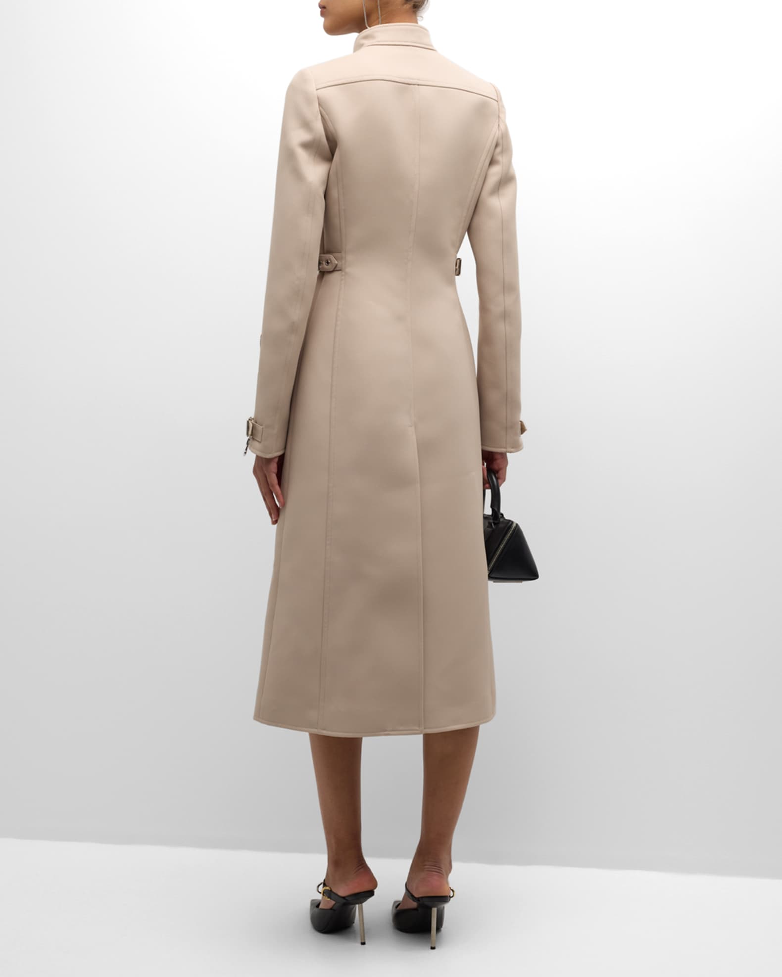 Courreges Buckle Twill Long Coat | Neiman Marcus