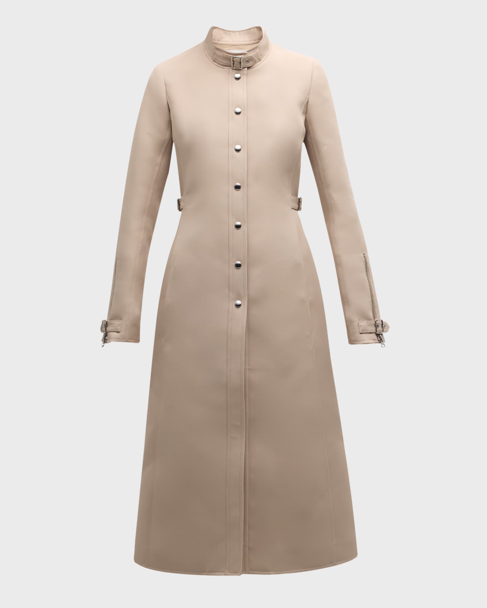 Courreges Buckle Twill Long Coat | Neiman Marcus