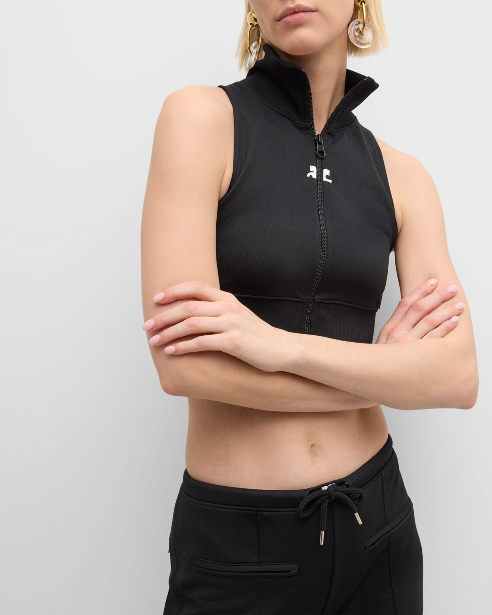 Courreges Interlock Knit Crop Tracksuit Vest | Neiman Marcus