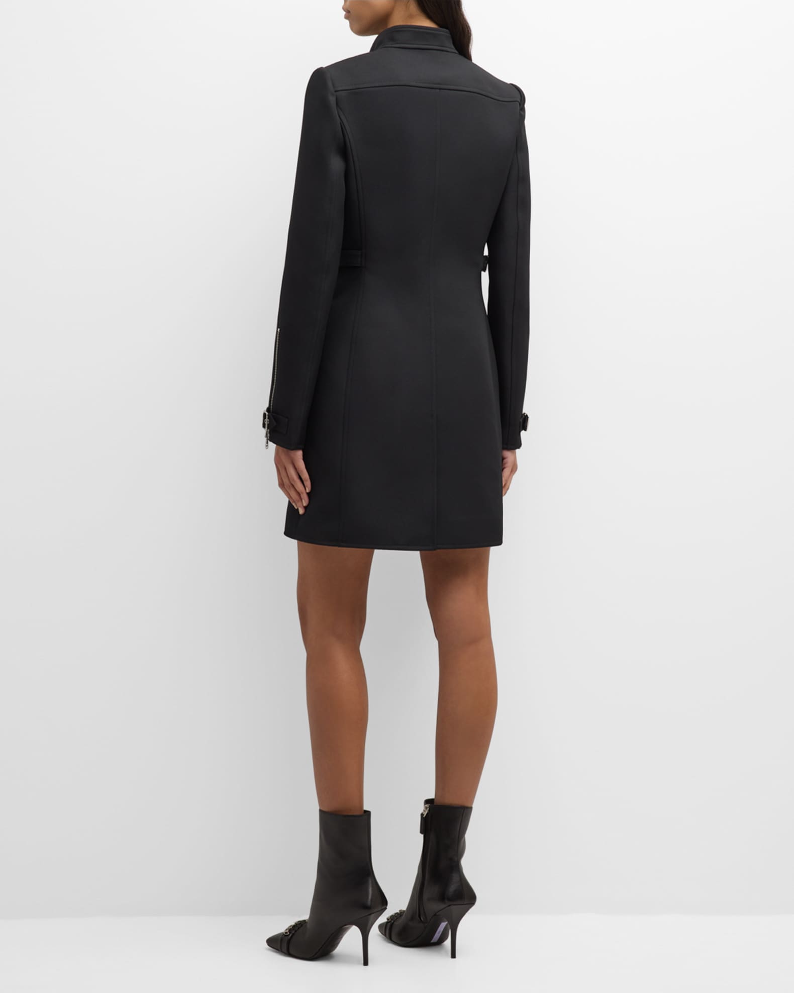 Courreges Buckle Single-Breasted Twill Coat | Neiman Marcus
