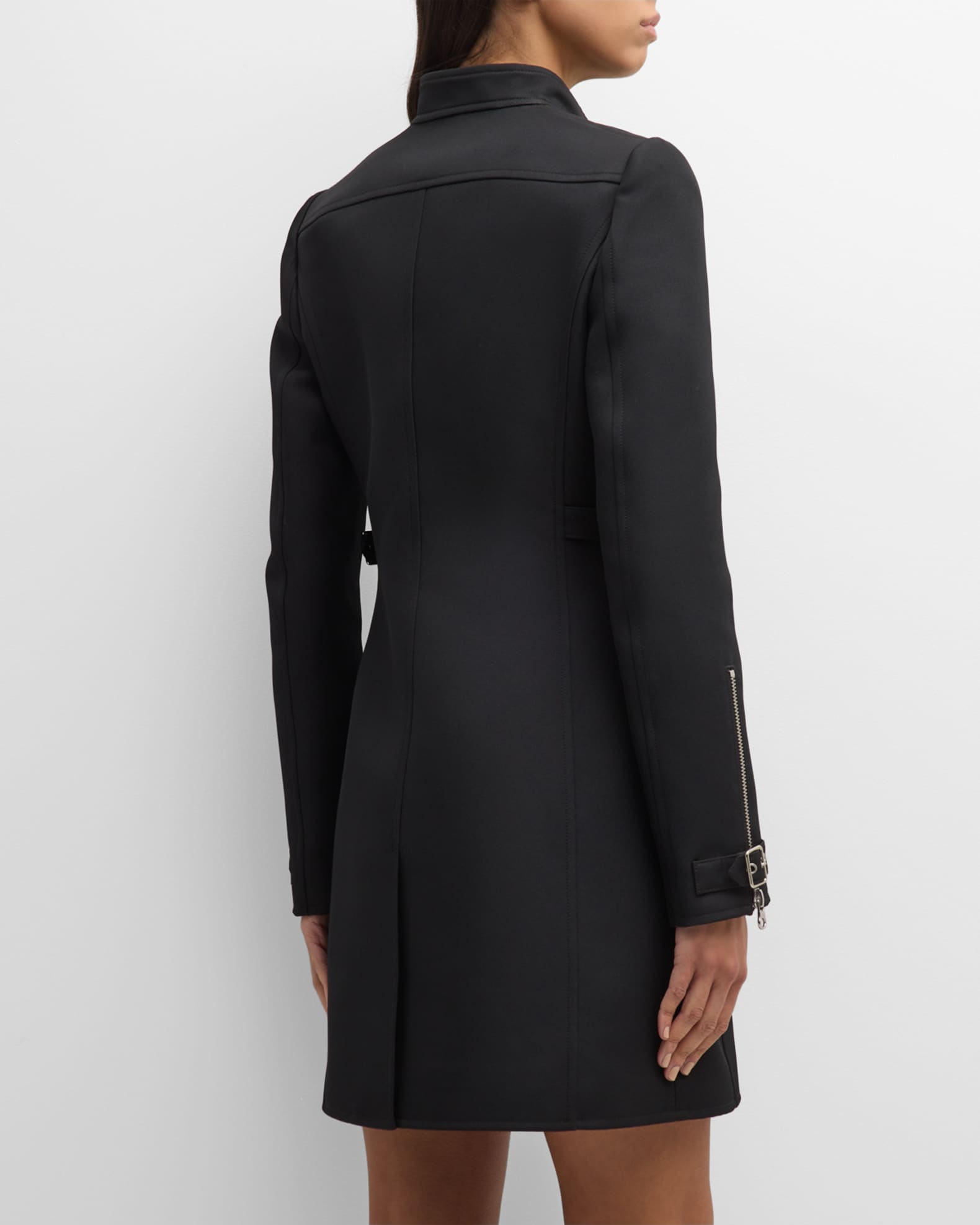 Courreges Buckle Single-Breasted Twill Coat | Neiman Marcus