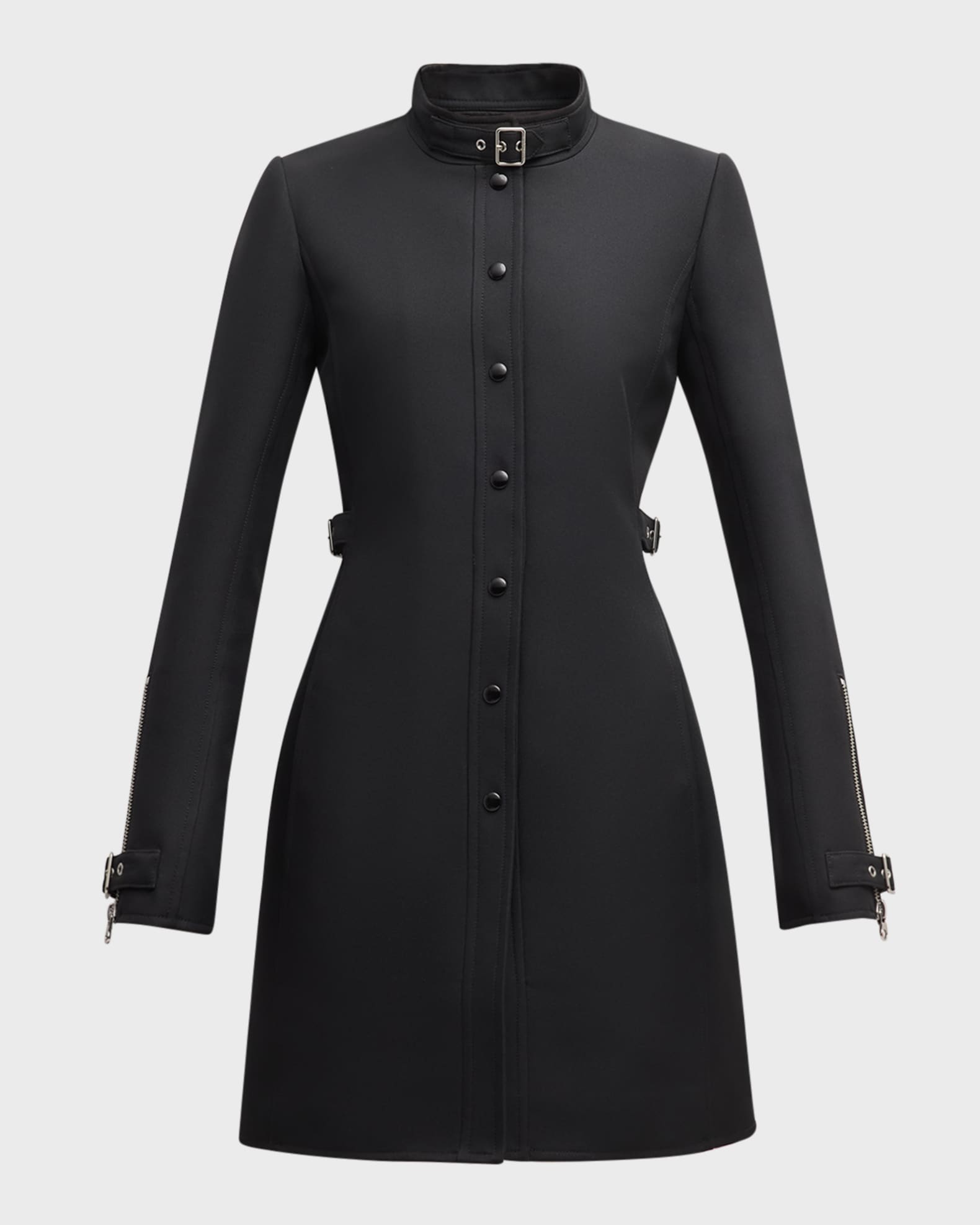 Courreges Buckle Single-Breasted Twill Coat | Neiman Marcus