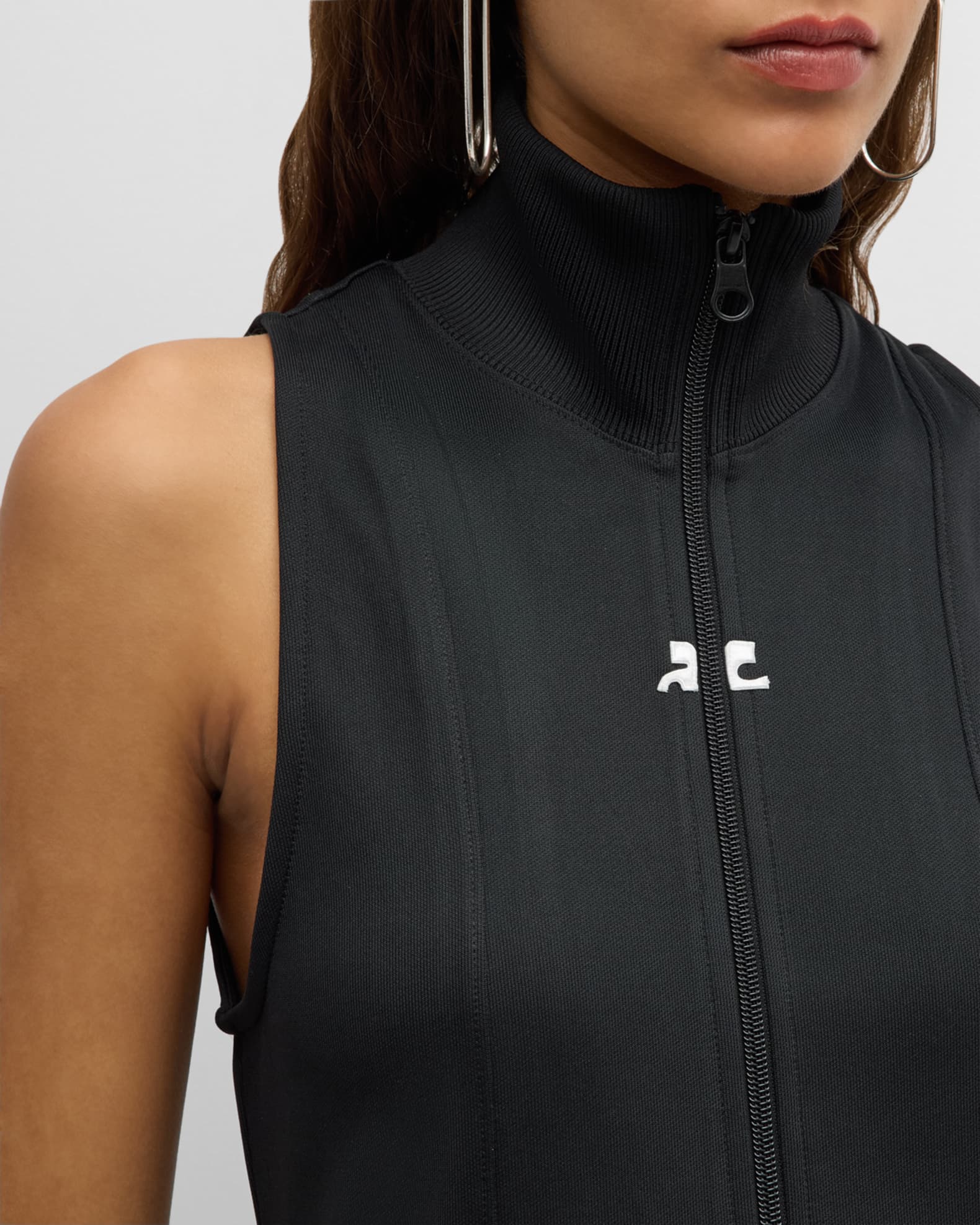 Courreges Sleeveless Zip-Front Interlock Mini Tracksuit Dress | Neiman ...