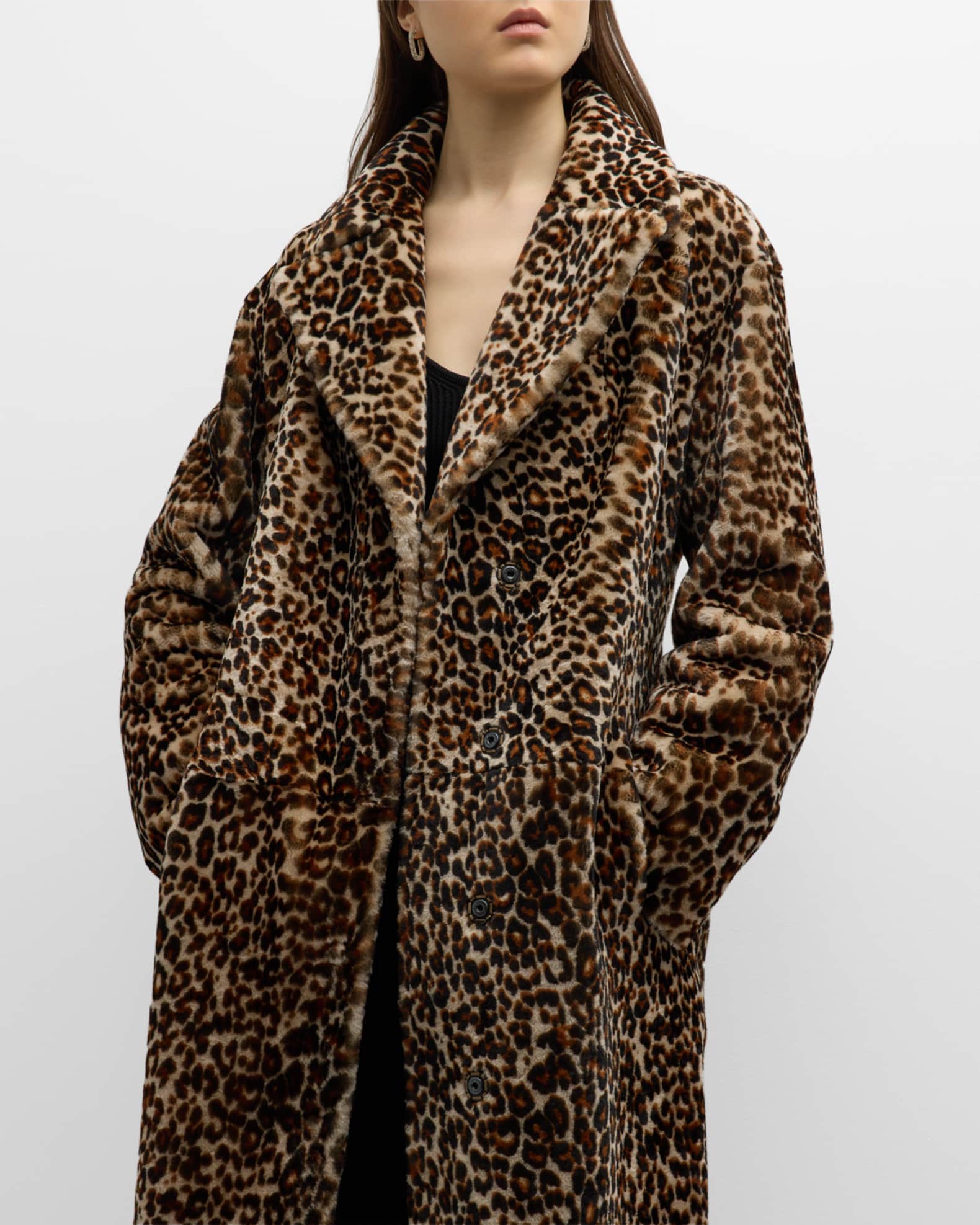 Gorski Leopard-Print Belted Shearling Lamb Short Coat | Neiman Marcus