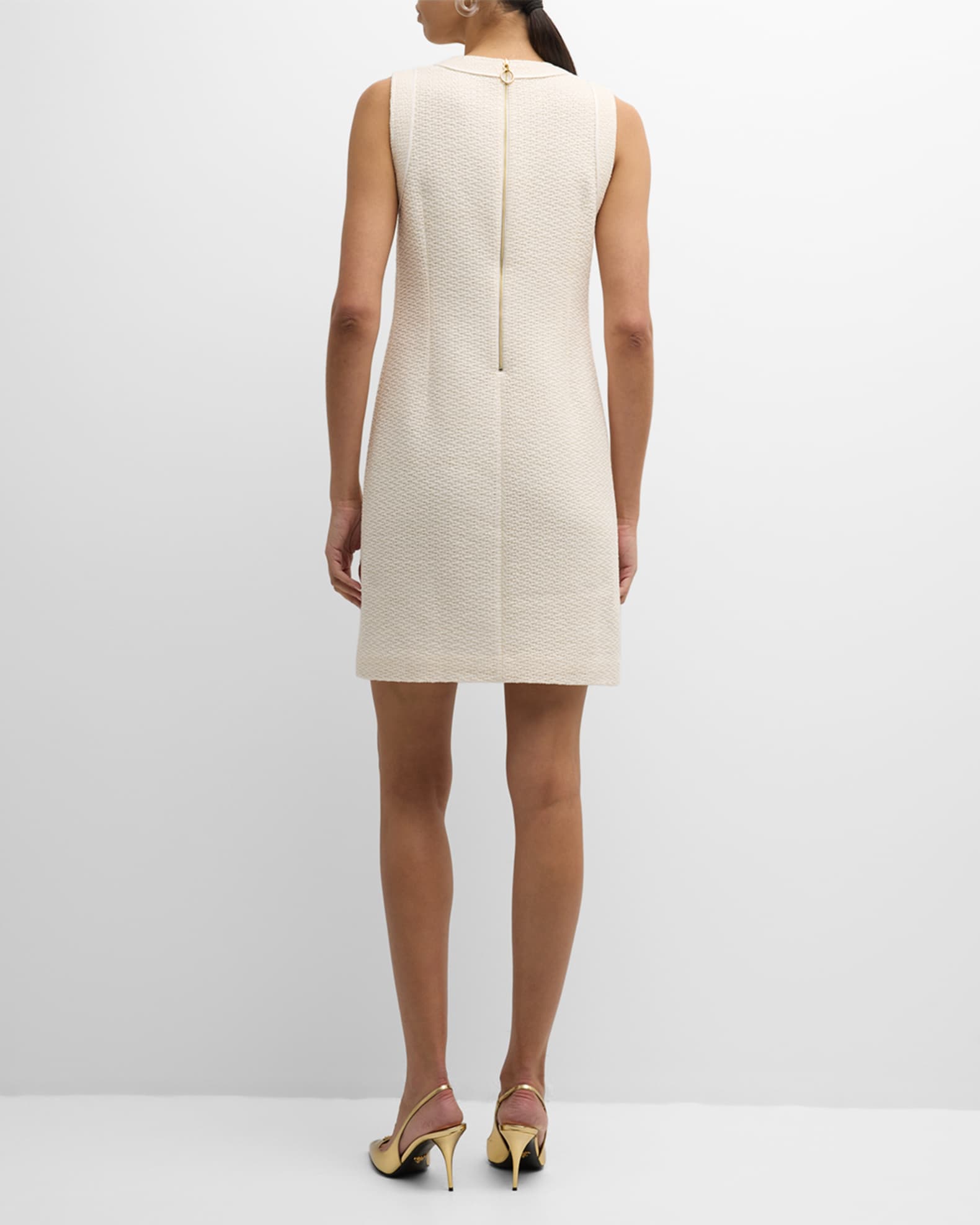 St. John Sleeveless Textured Open Weave Mini Dress | Neiman Marcus