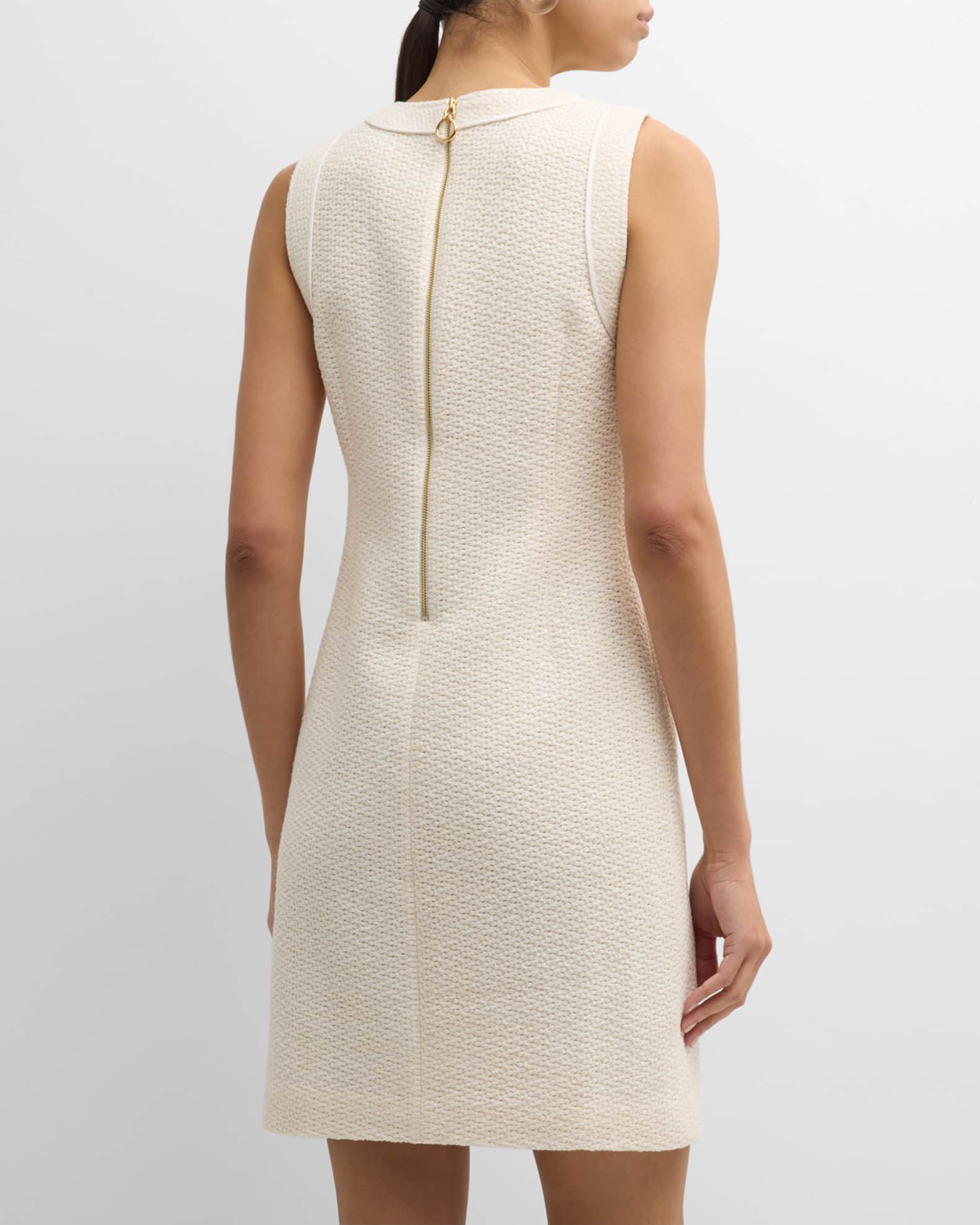 St. John Sleeveless Textured Open Weave Mini Dress | Neiman Marcus
