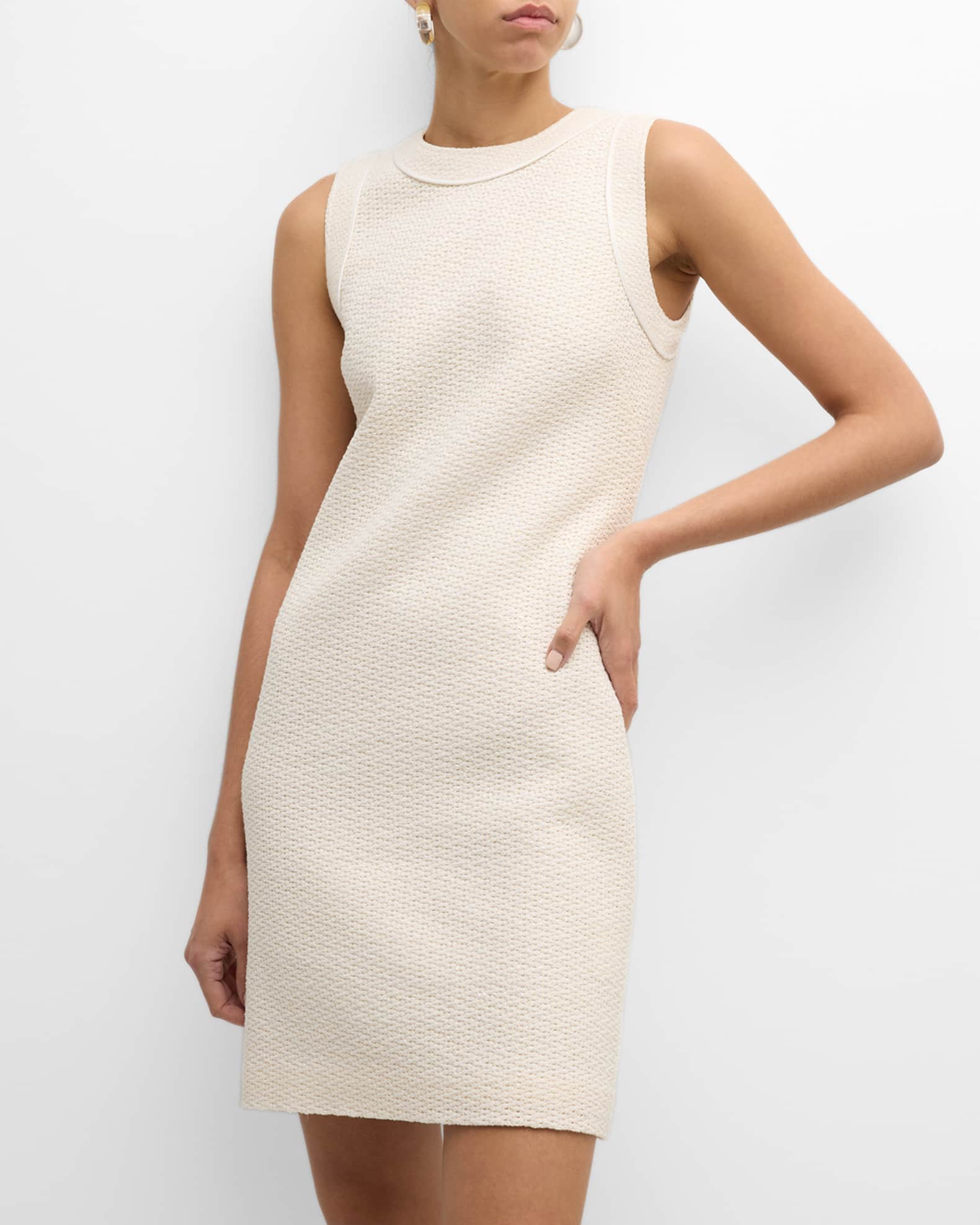 St. John Sleeveless Textured Open Weave Mini Dress | Neiman Marcus