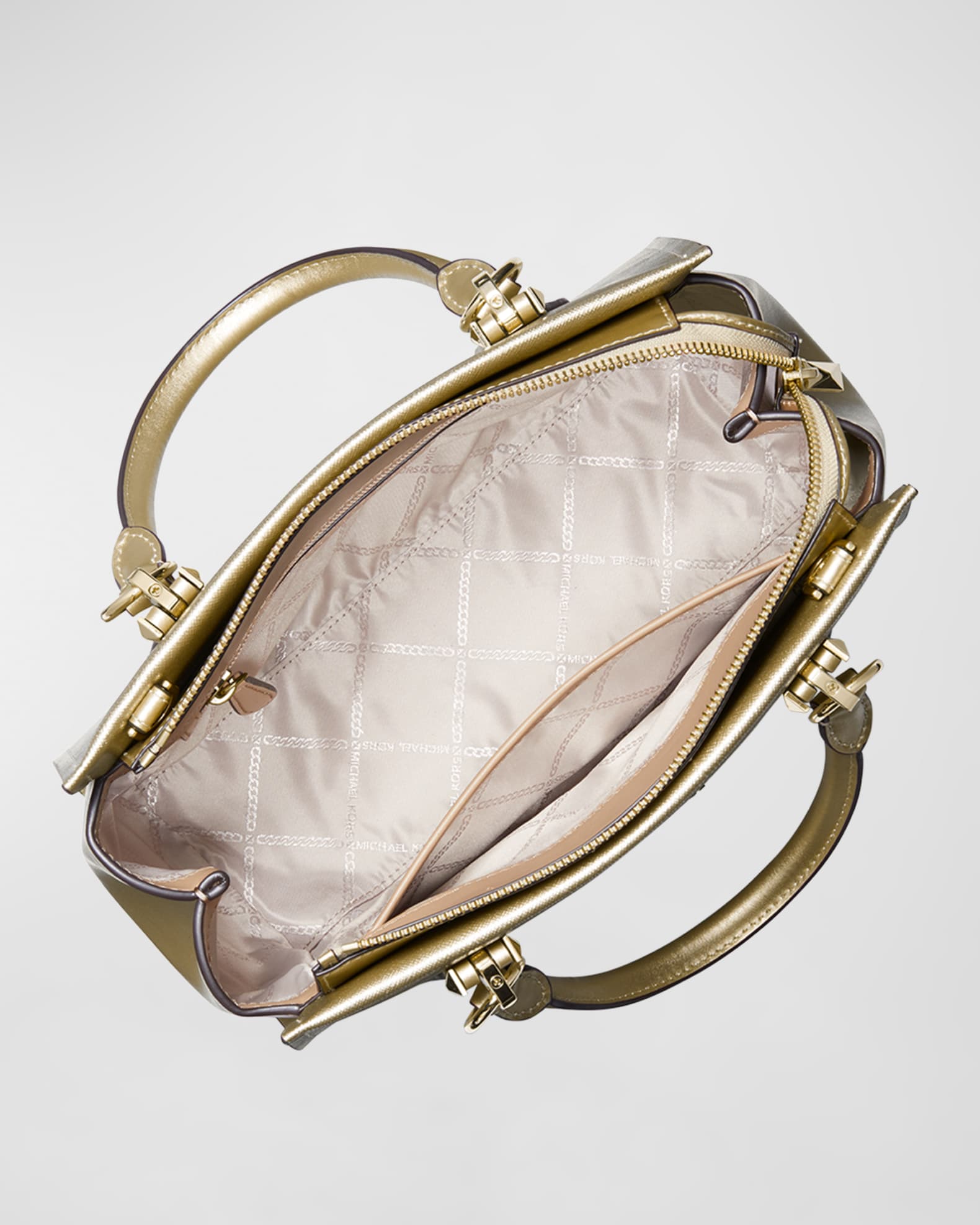 MICHAEL Michael Kors Marilyn Medium Metallic Leather Satchel Bag ...