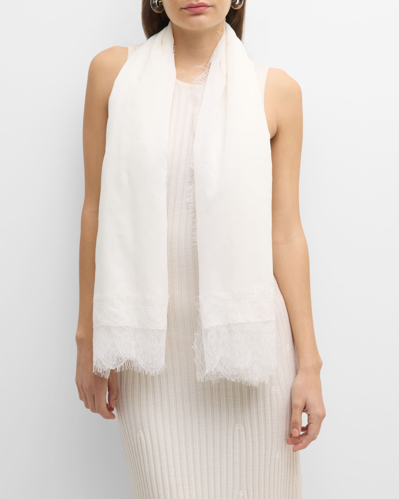 Bindya Accessories Sheer Lace Cashmere & Silk Evening Wrap | Neiman Marcus