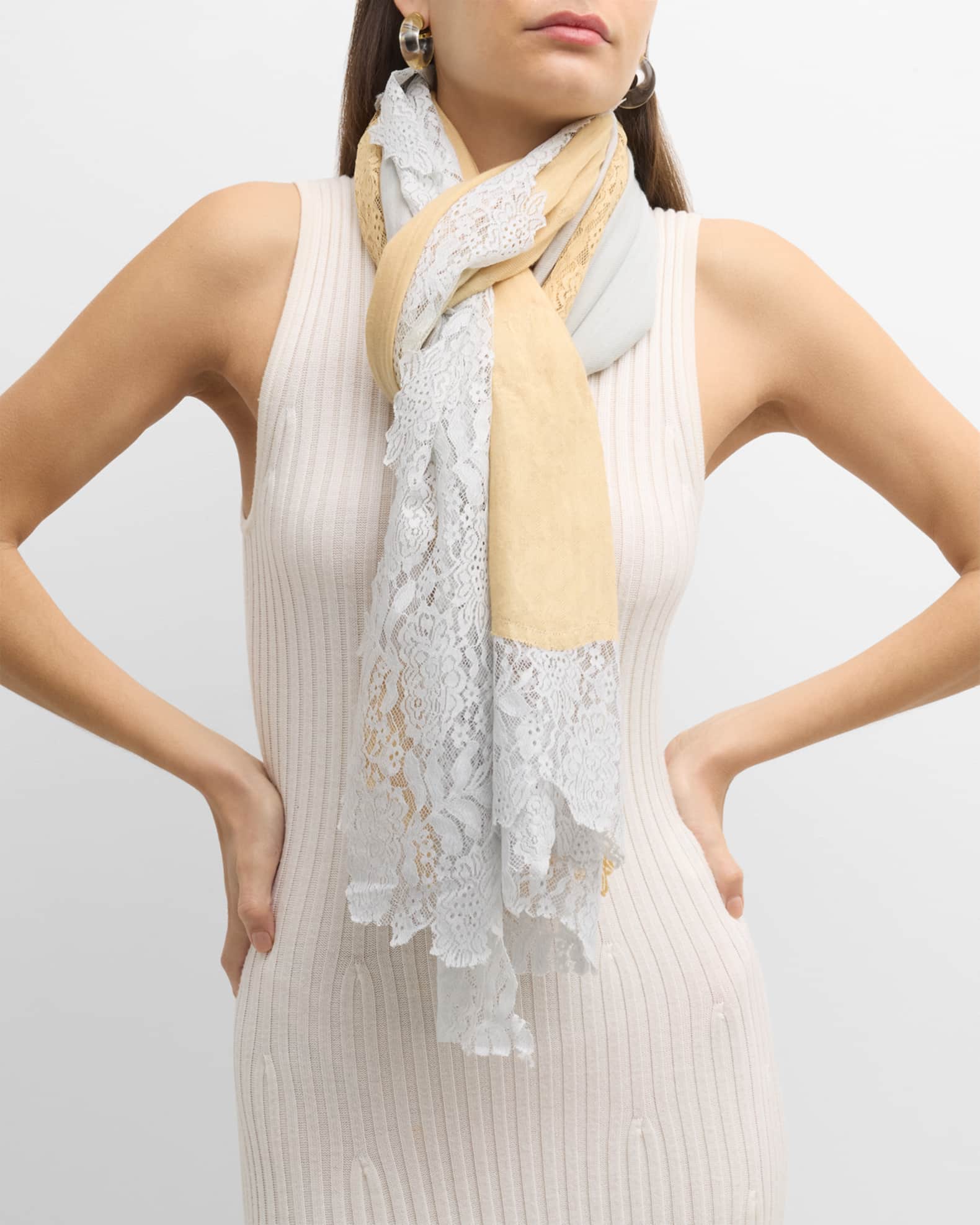 Bindya Accessories Two-Tone Lace Cashmere & Silk Evening Wrap | Neiman ...
