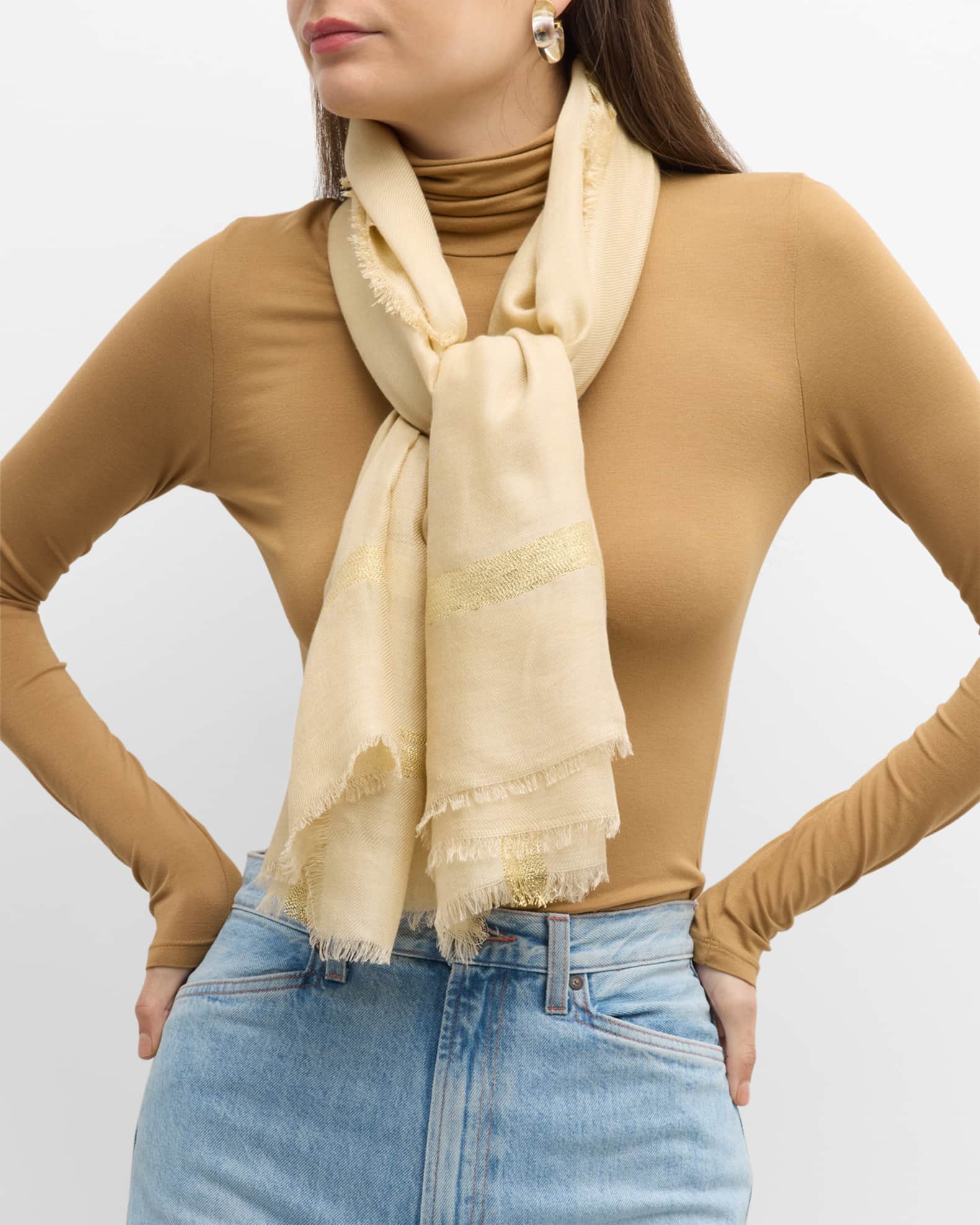 Bindya Accessories Shimmery Striped Cashmere & Silk Evening Wrap ...