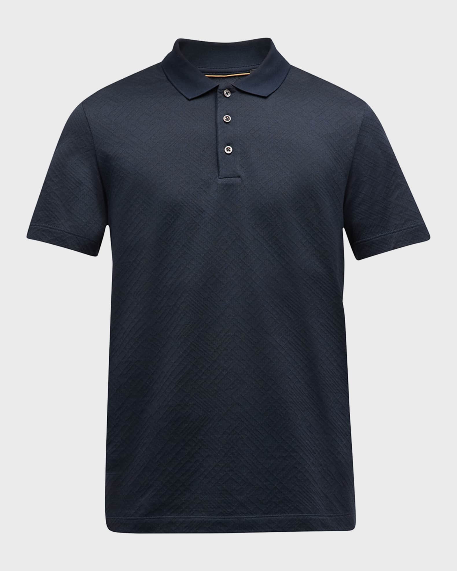 BOSS Camel Men's Cotton Jacquard Polo Shirt | Neiman Marcus
