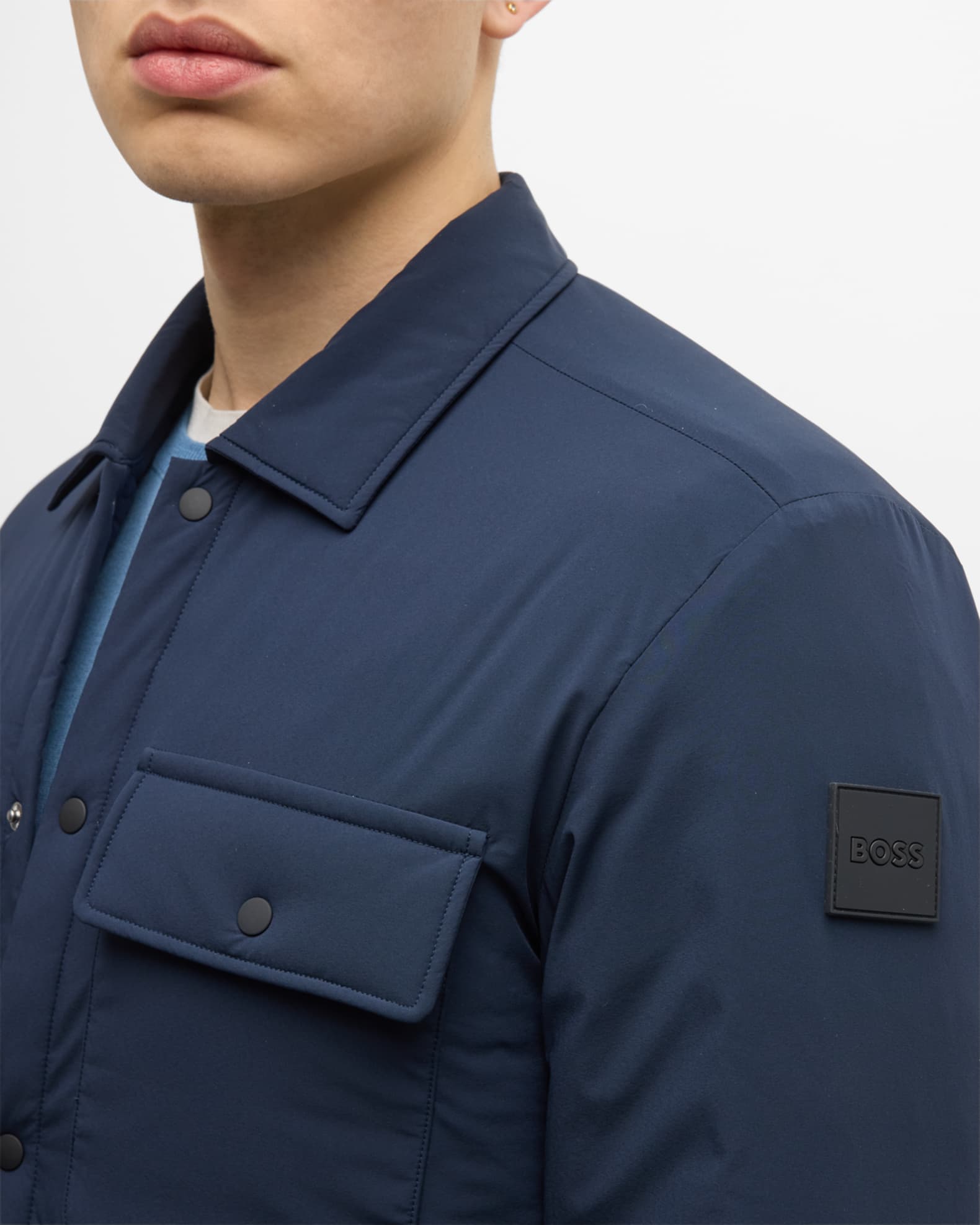 BOSS Men's Padded Snap-Front Overshirt | Neiman Marcus
