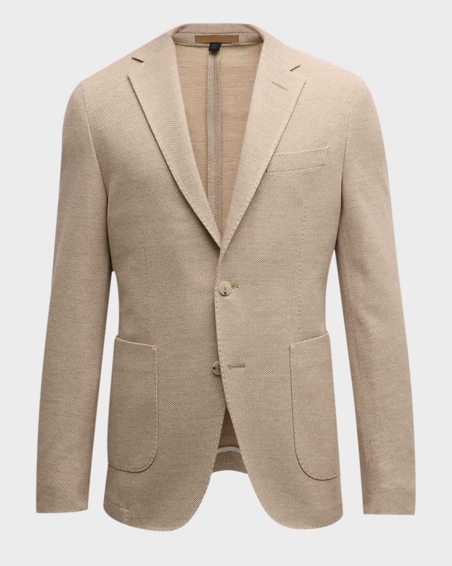 BOSS Camel Men's Silk-Wool Woven Two-Button Sport Coat | Neiman Marcus