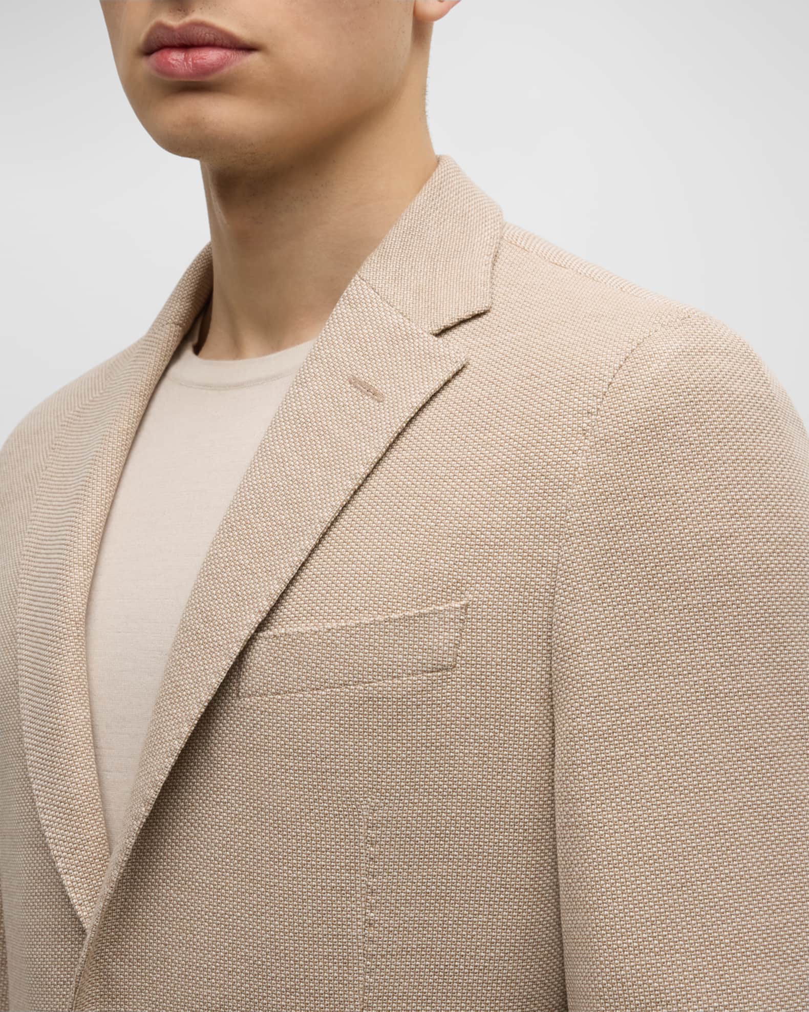 BOSS Camel Men's Silk-Wool Woven Two-Button Sport Coat | Neiman Marcus