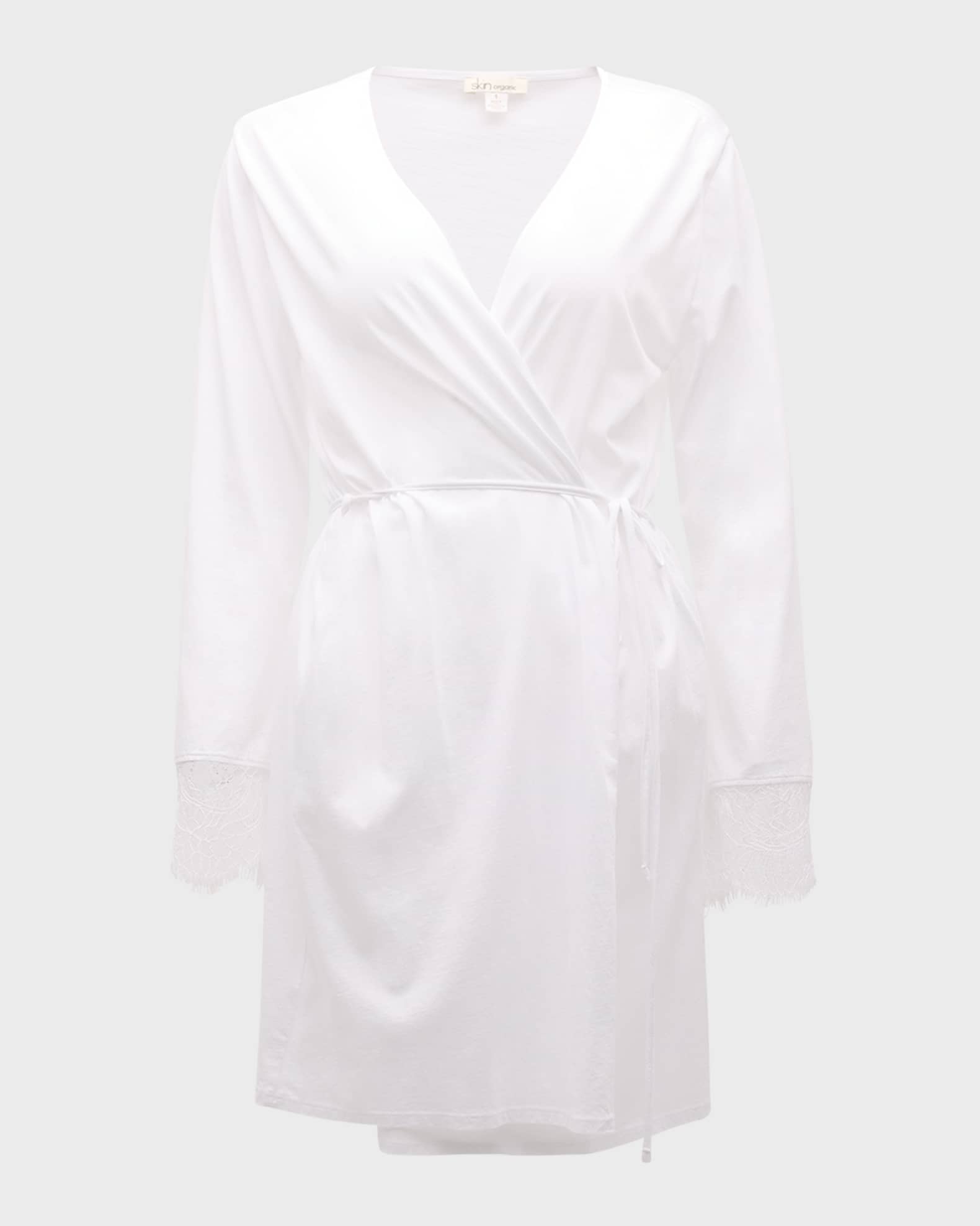 Skin Melissa Lace-Trim Cotton Robe | Neiman Marcus