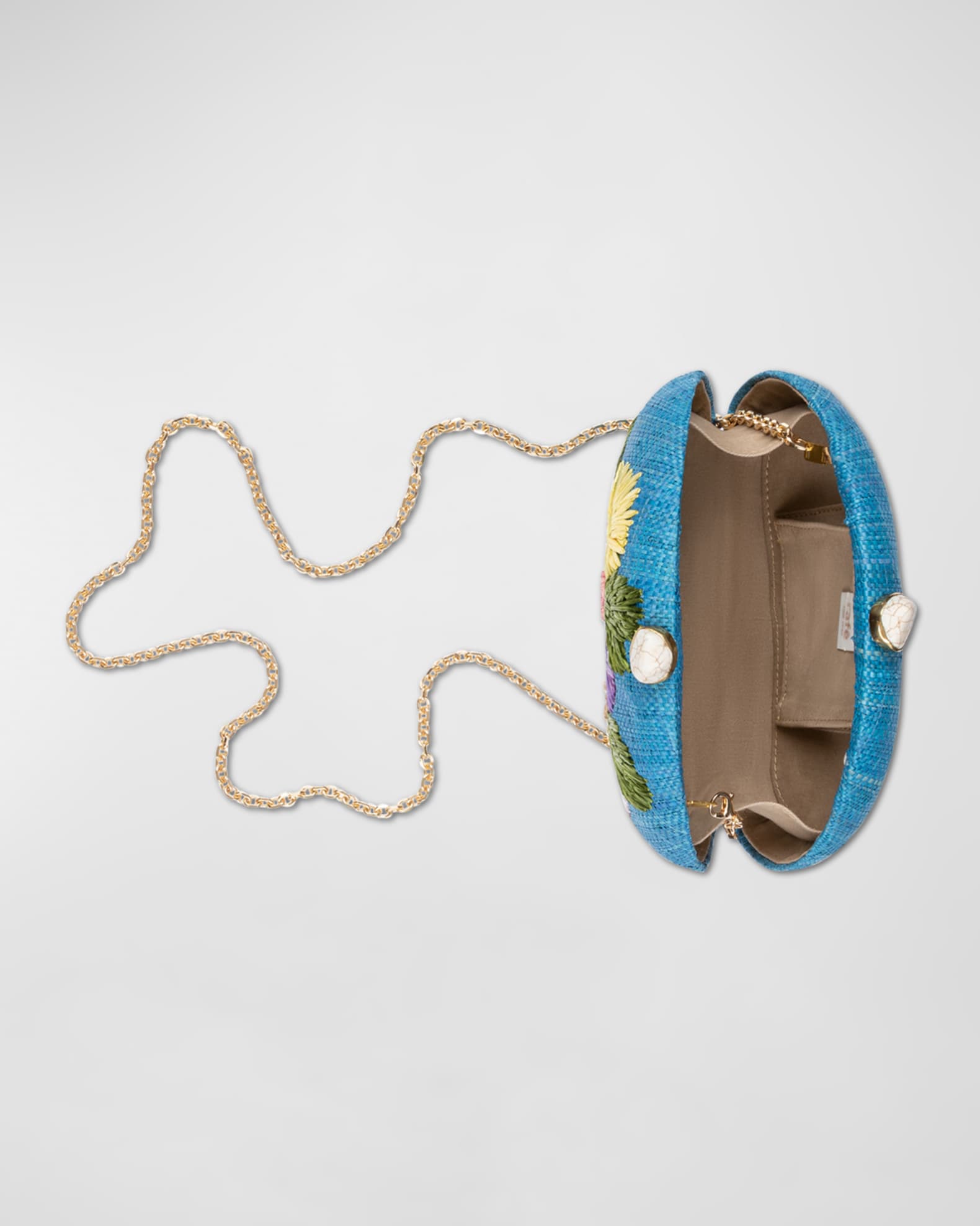 Rafe Berna Floral-Embroidered Straw Clutch Bag | Neiman Marcus