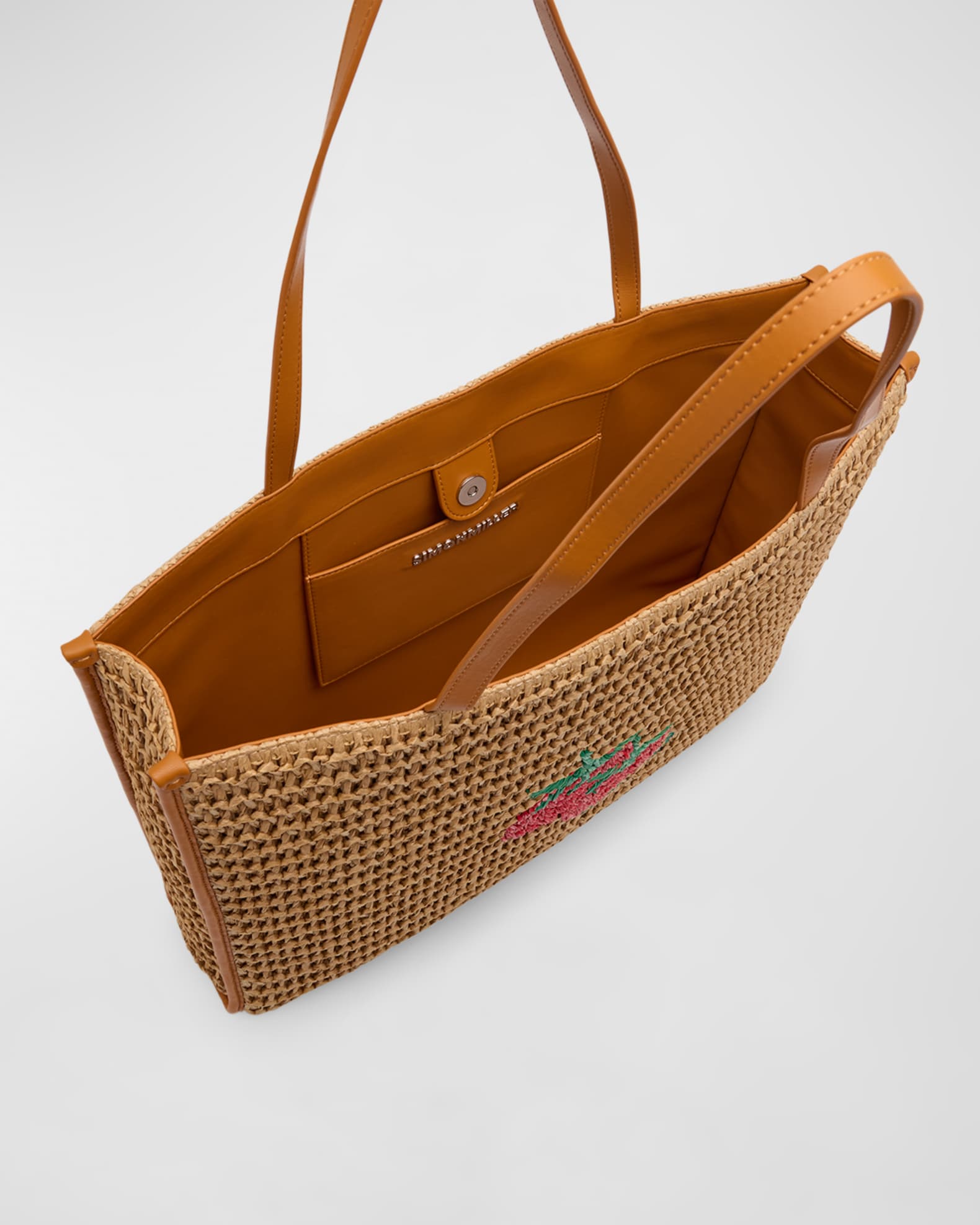 SIMONMILLER Logo Embroidered Straw Tote Bag | Neiman Marcus