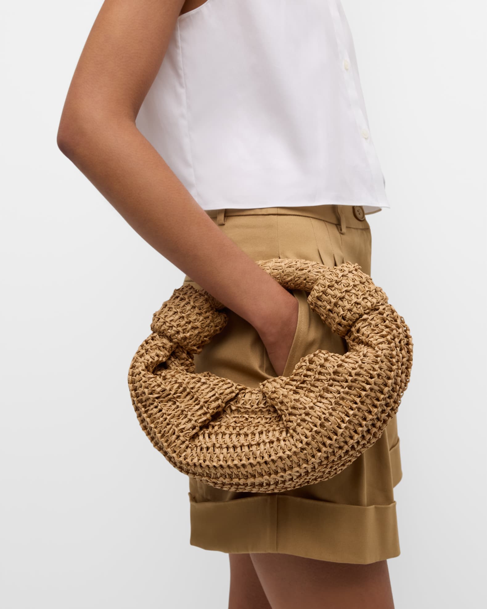 SIMONMILLER Lopsy Knot Straw Top-Handle Bag | Neiman Marcus