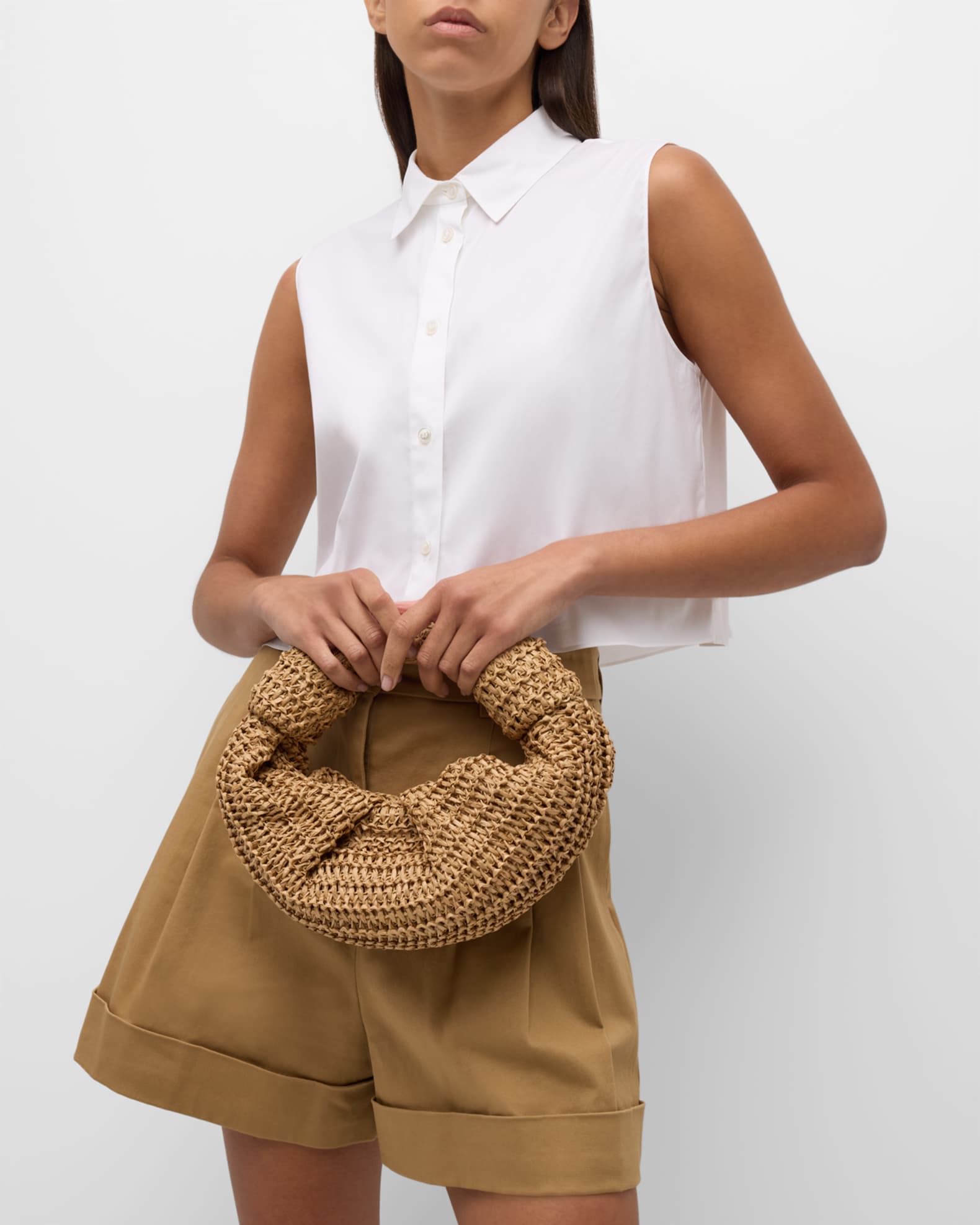 SIMONMILLER Lopsy Knot Straw Top-Handle Bag | Neiman Marcus