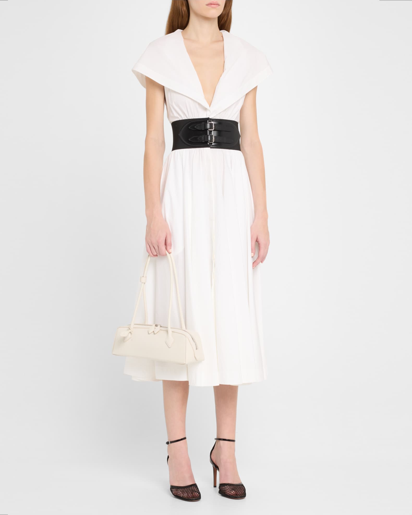 ALAIA Le Teckel Medium Shoulder Bag in Goatskin | Neiman Marcus