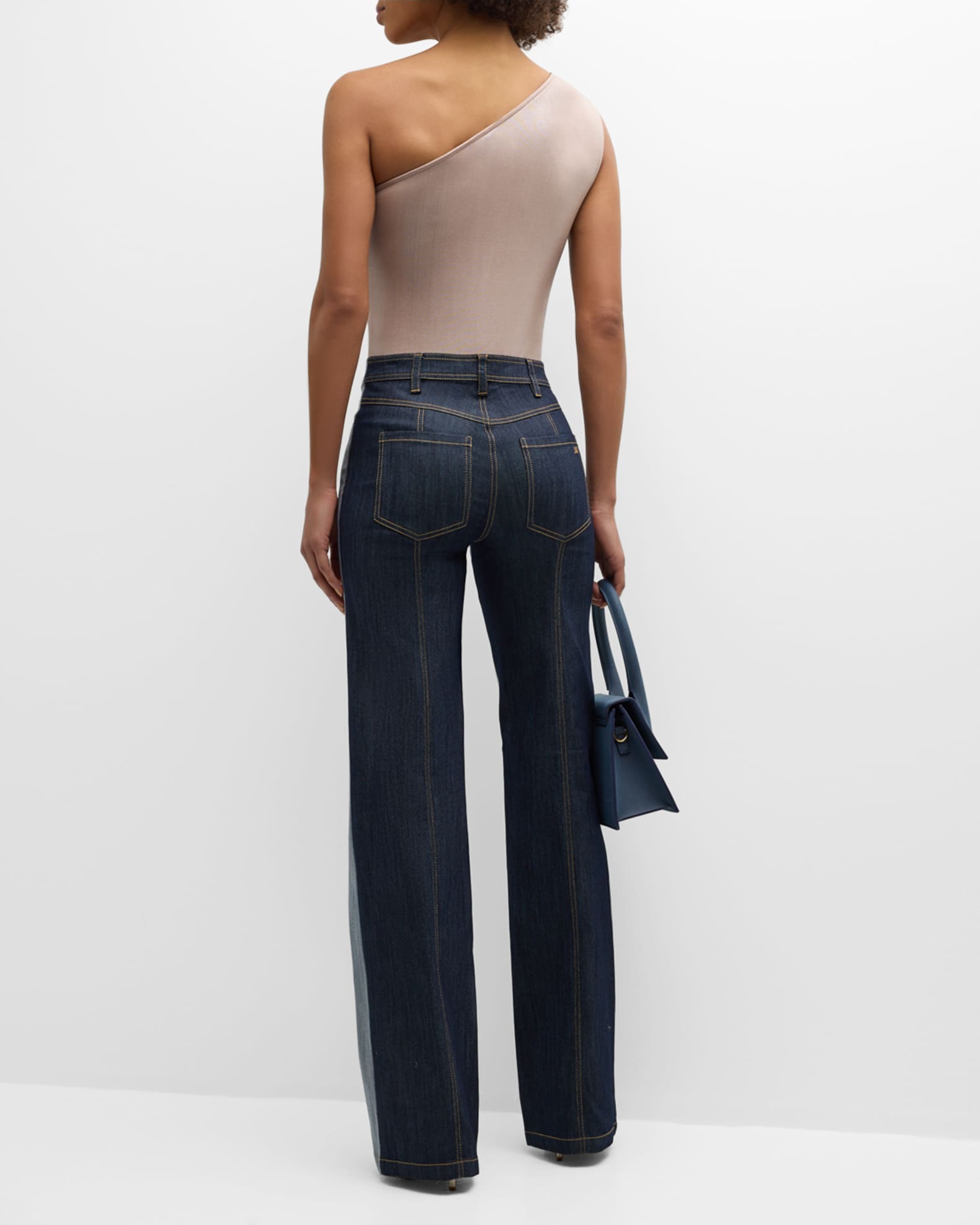 Cinq a Sept Verona Two-Tone Wide-Leg Denim Pants | Neiman Marcus