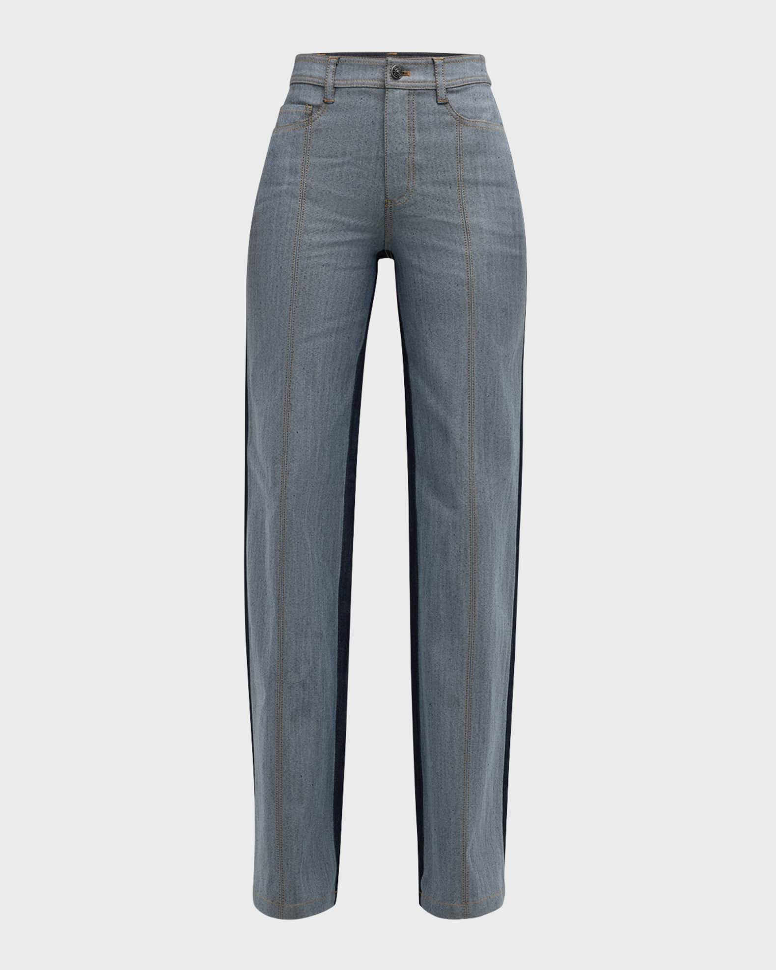 Cinq a Sept Verona Two-Tone Wide-Leg Denim Pants | Neiman Marcus