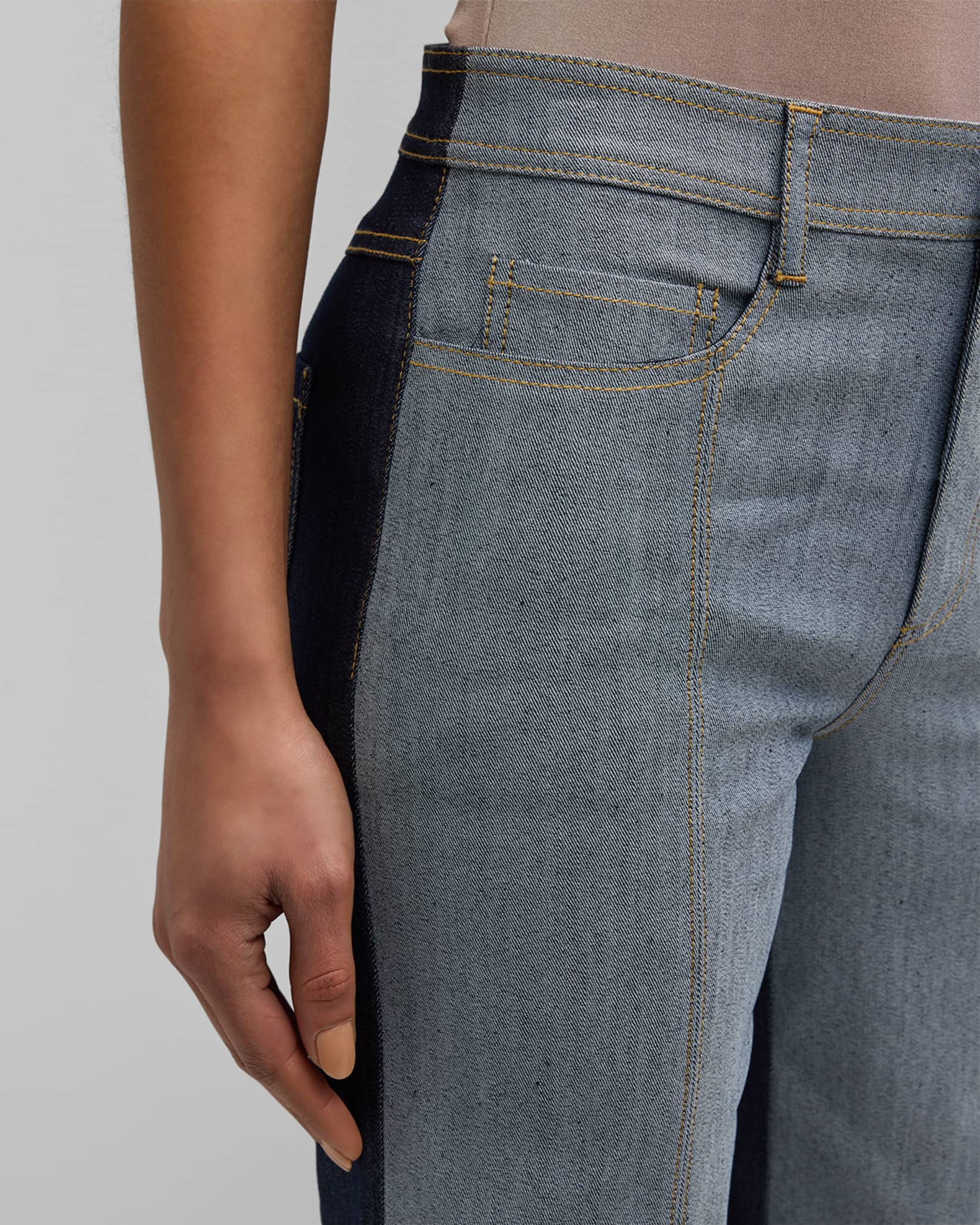 Cinq a Sept Verona Two-Tone Wide-Leg Denim Pants | Neiman Marcus