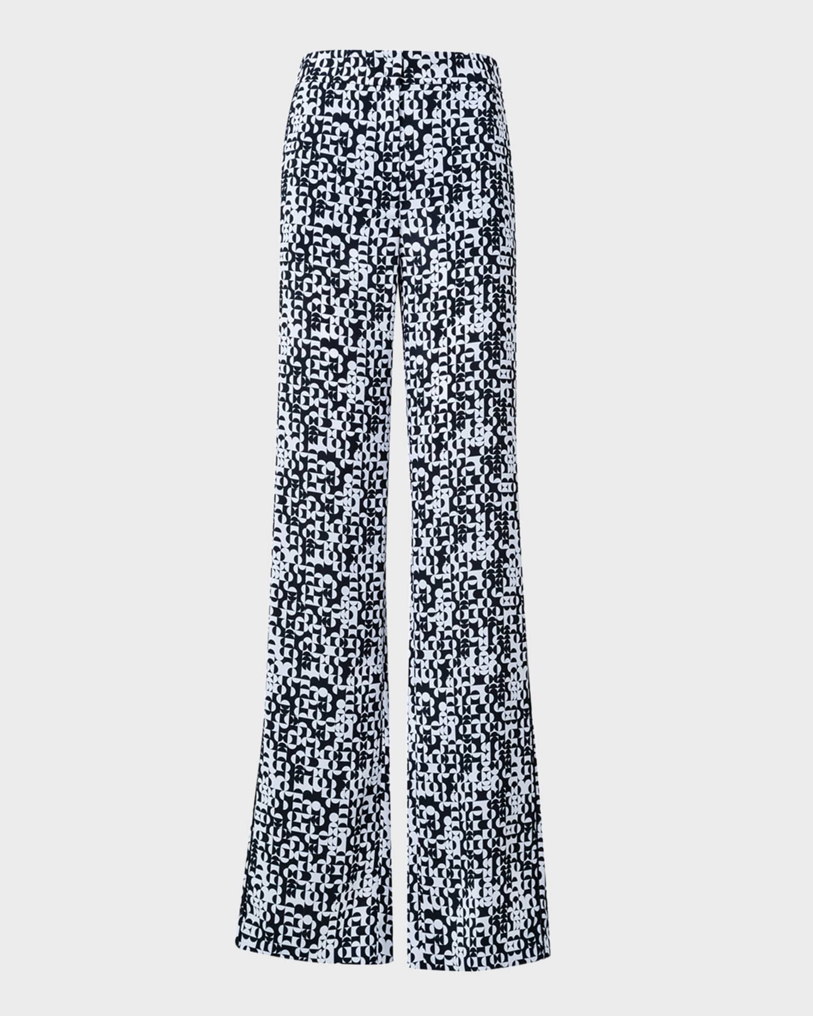 Akris punto Marla Mini Half Circle Grid-Print Straight-Leg Moss Crepe ...