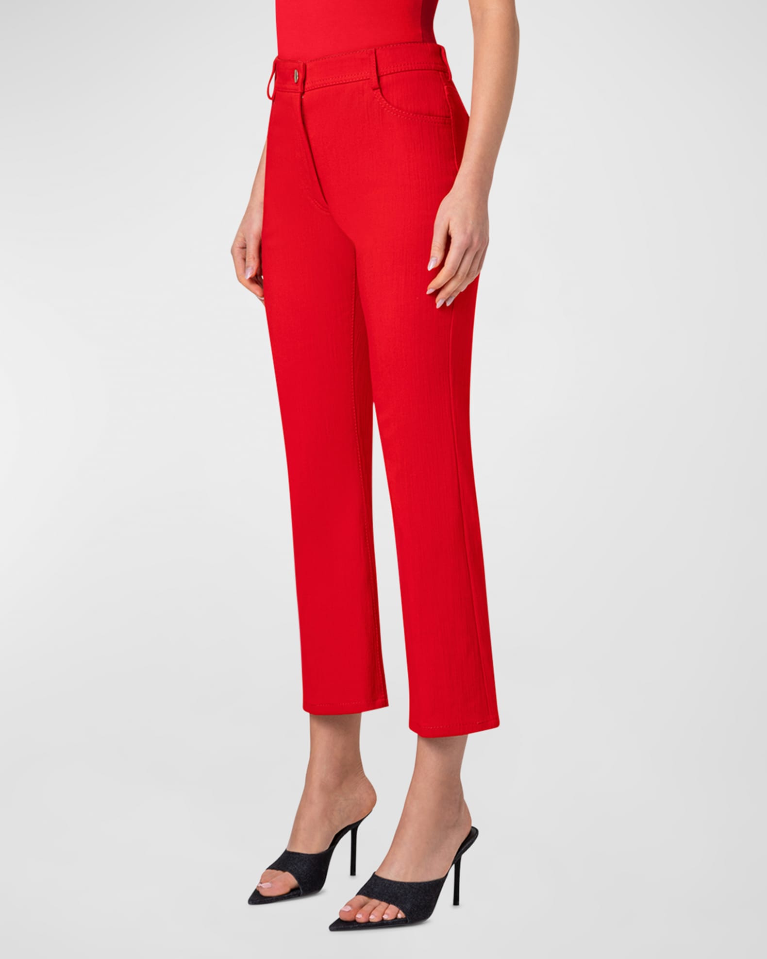 Akris punto Cali Mid-Rise Stretch Cotton Denim Kick Flare Crop Pants ...