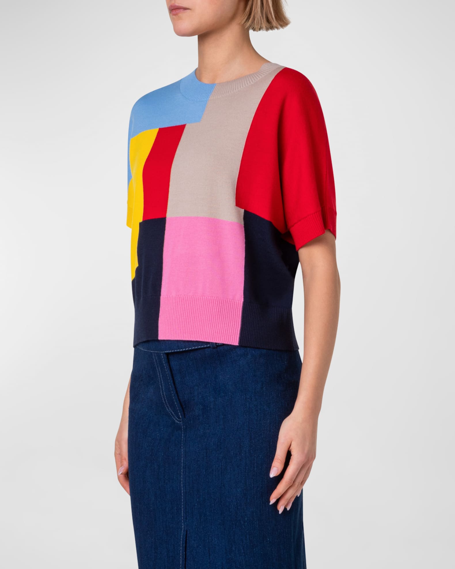 Akris punto Cashmere Blend NYC Intarsia Knit Sweater | Neiman Marcus