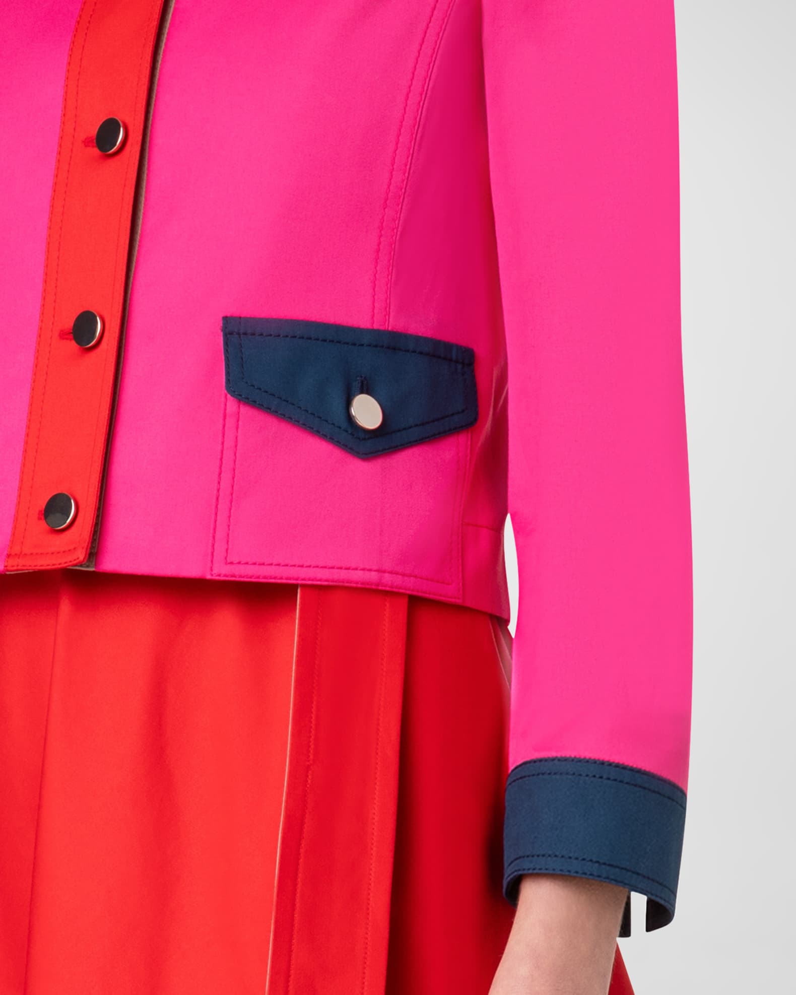 Akris punto Colorblock Cotton Gabardine Crop Jacket | Neiman Marcus
