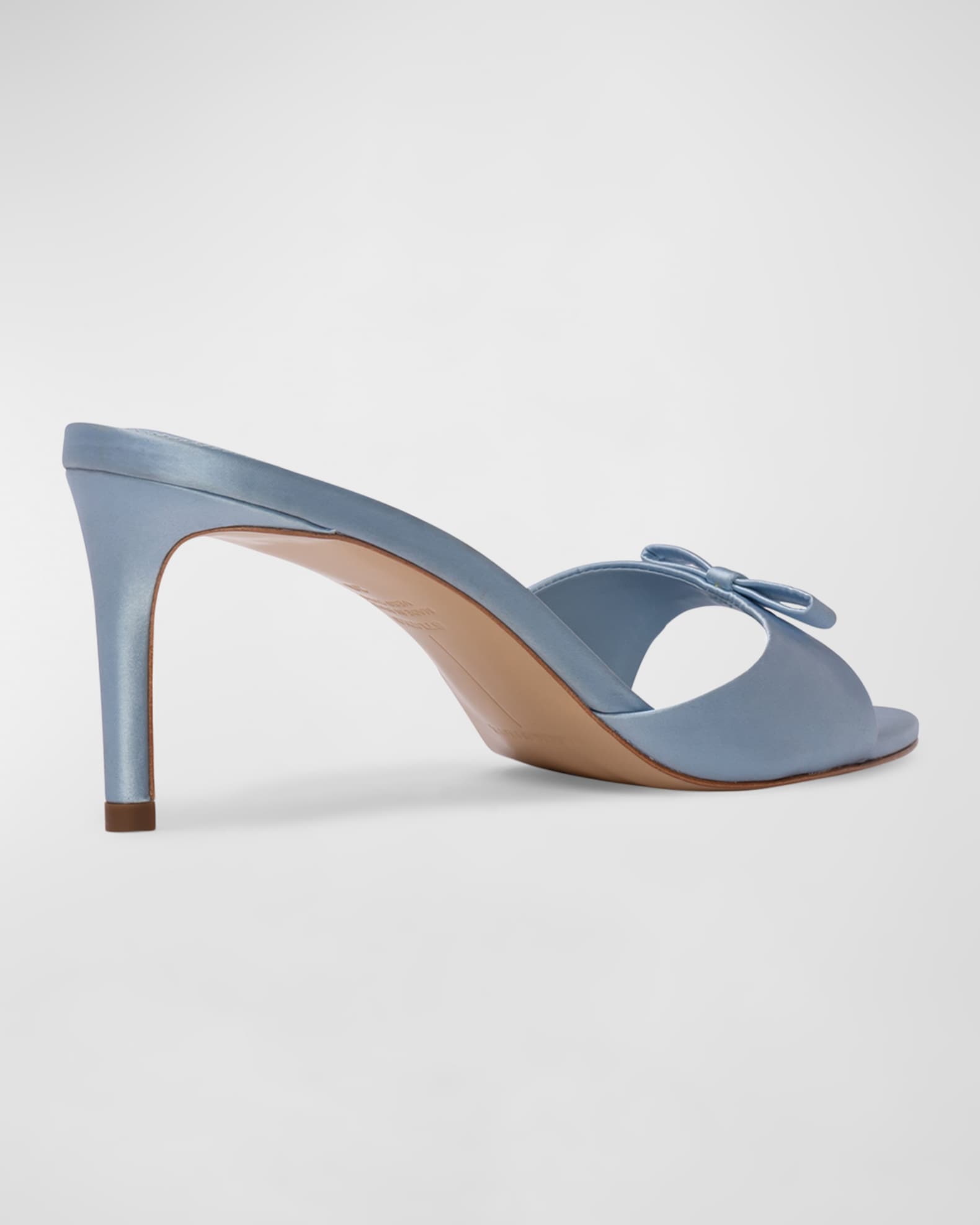 Black Suede Studio Satin Bow Stiletto Mule Sandals | Neiman Marcus
